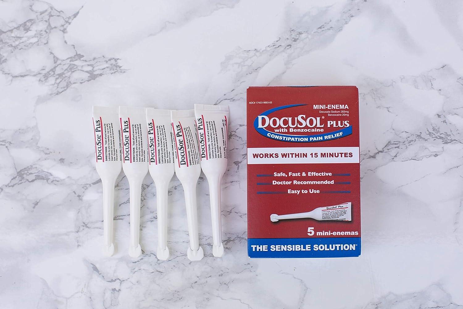 Docusol Plus Mini Enema Clear 5ml 5 Count - Docusate Sodium with ...