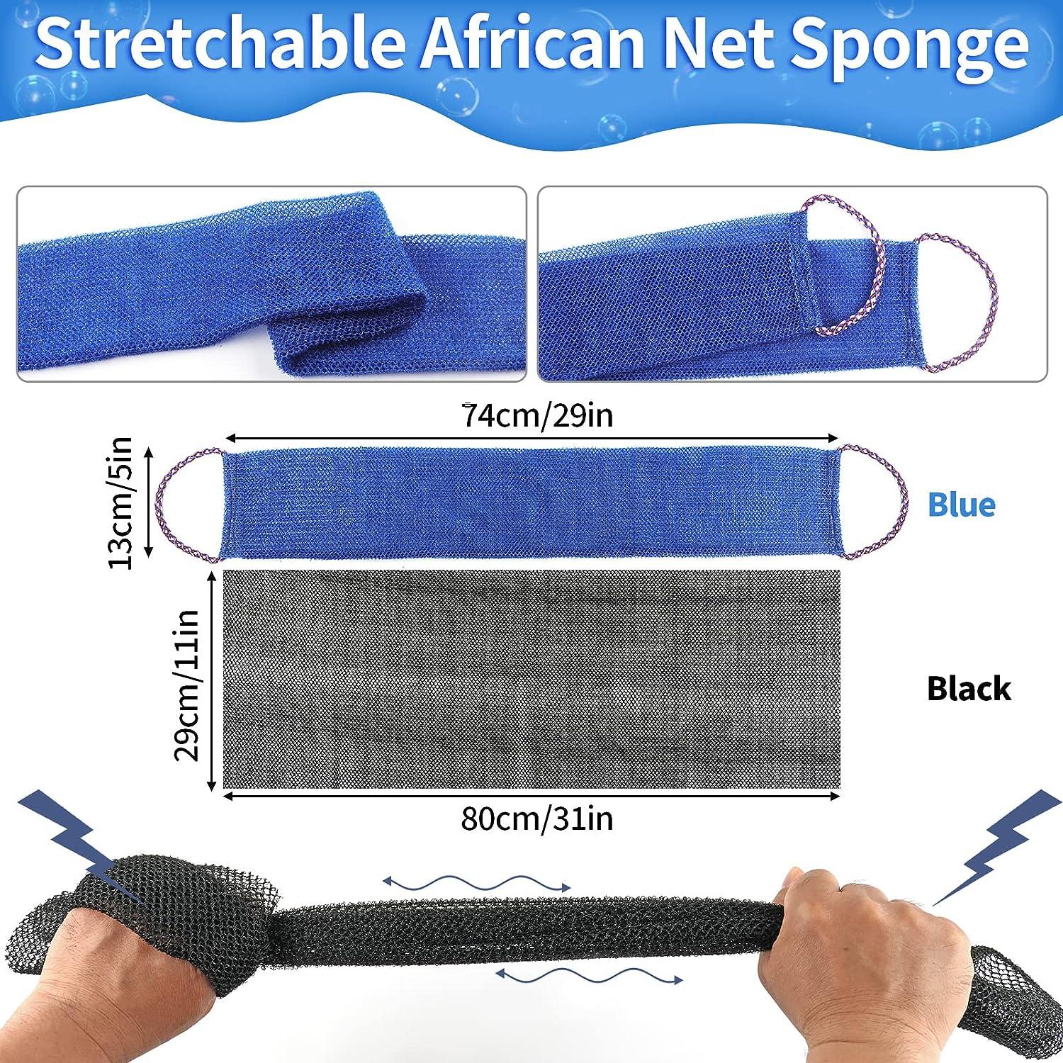 African Exfoliating Net Sponge Set - 2 Pcs Bath Washcloth & Body ...