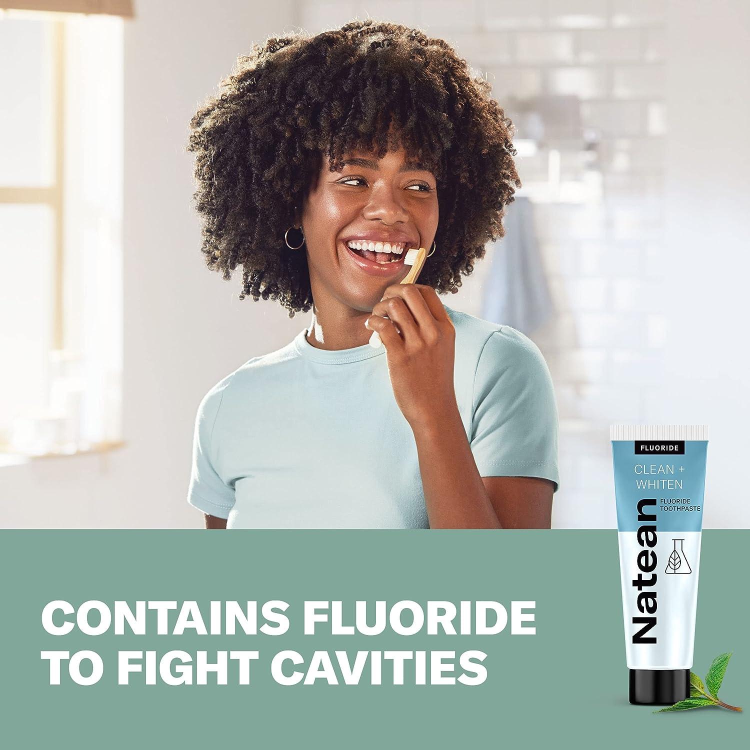 Natean Clean + Whiten Fluoride Whitening Toothpaste - Clean Mint 4.7 Oz ...