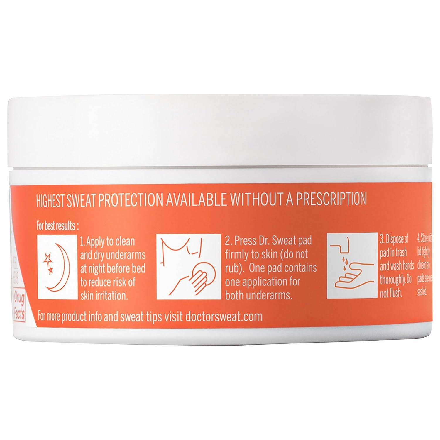 Dr. Sweat Antiperspirant Deodorant Pads - Clinical Strength for 7 Days ...