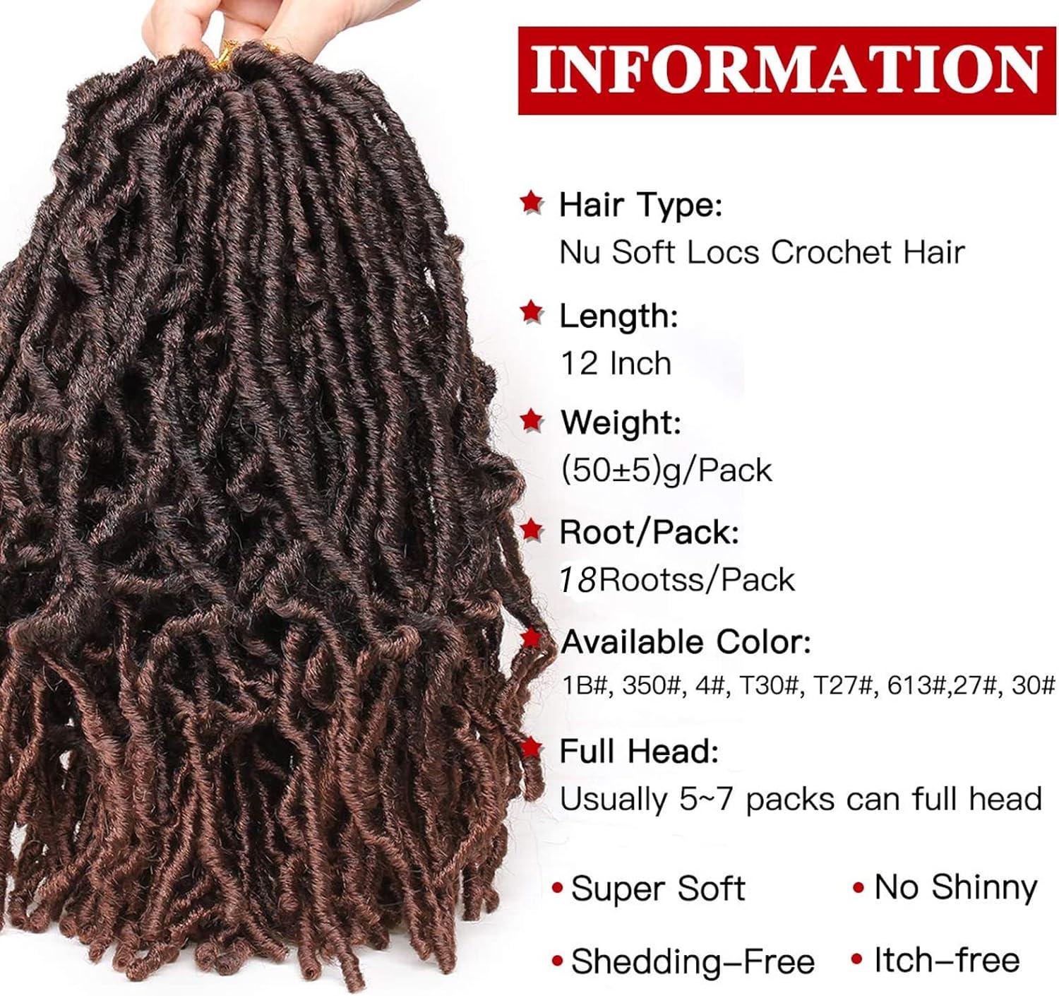 Xtrend 6 Packs 12 Inch Pre-Looped Nu Faux Locs Crochet Braids Hair ...