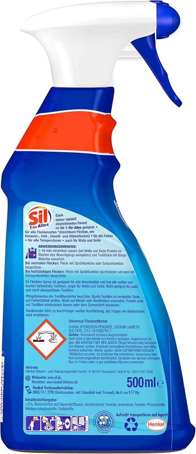 Sil 1 Complete Action Stain Spray - 5 x 500 ml | Ultimate Stain Remover ...