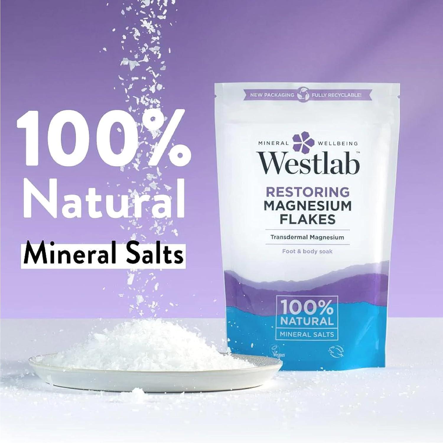 Westlab Restoring Magnesium Flakes 5kg Resealable Tub - 100% Natural Pure Mineral Salts ...