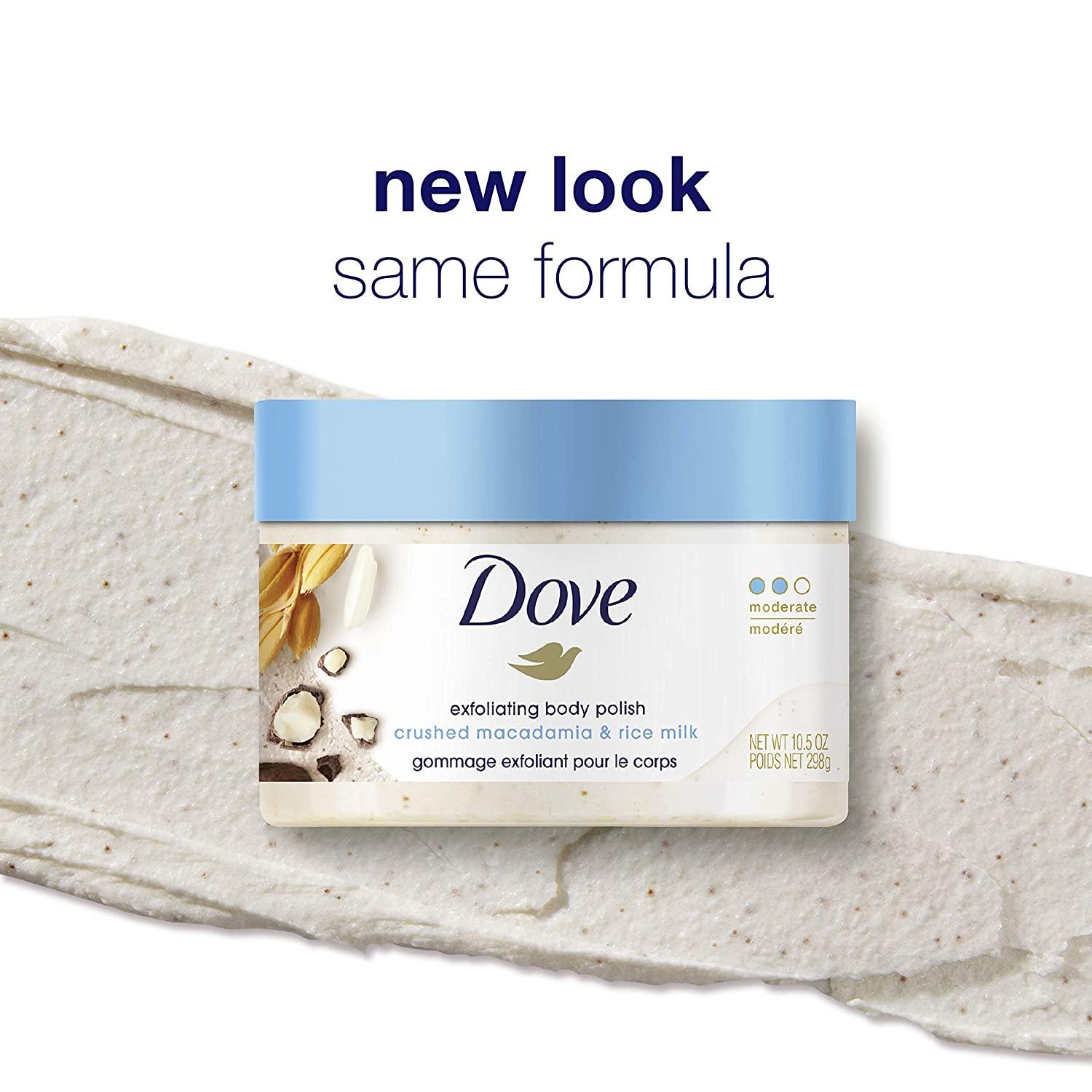 Dove Macadamia & Rice Milk Body Scrub 10.5 oz - Exfoliating Body Polish ...
