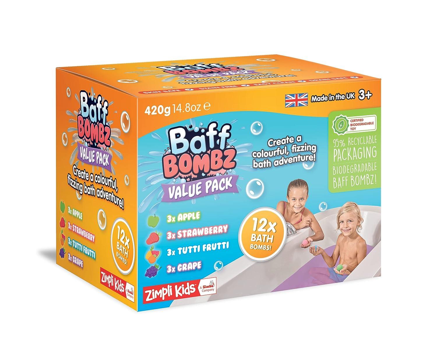 Zimpli Kids Bath Bombs - Children's Baff Fizzers Gift Set | Gentle ...