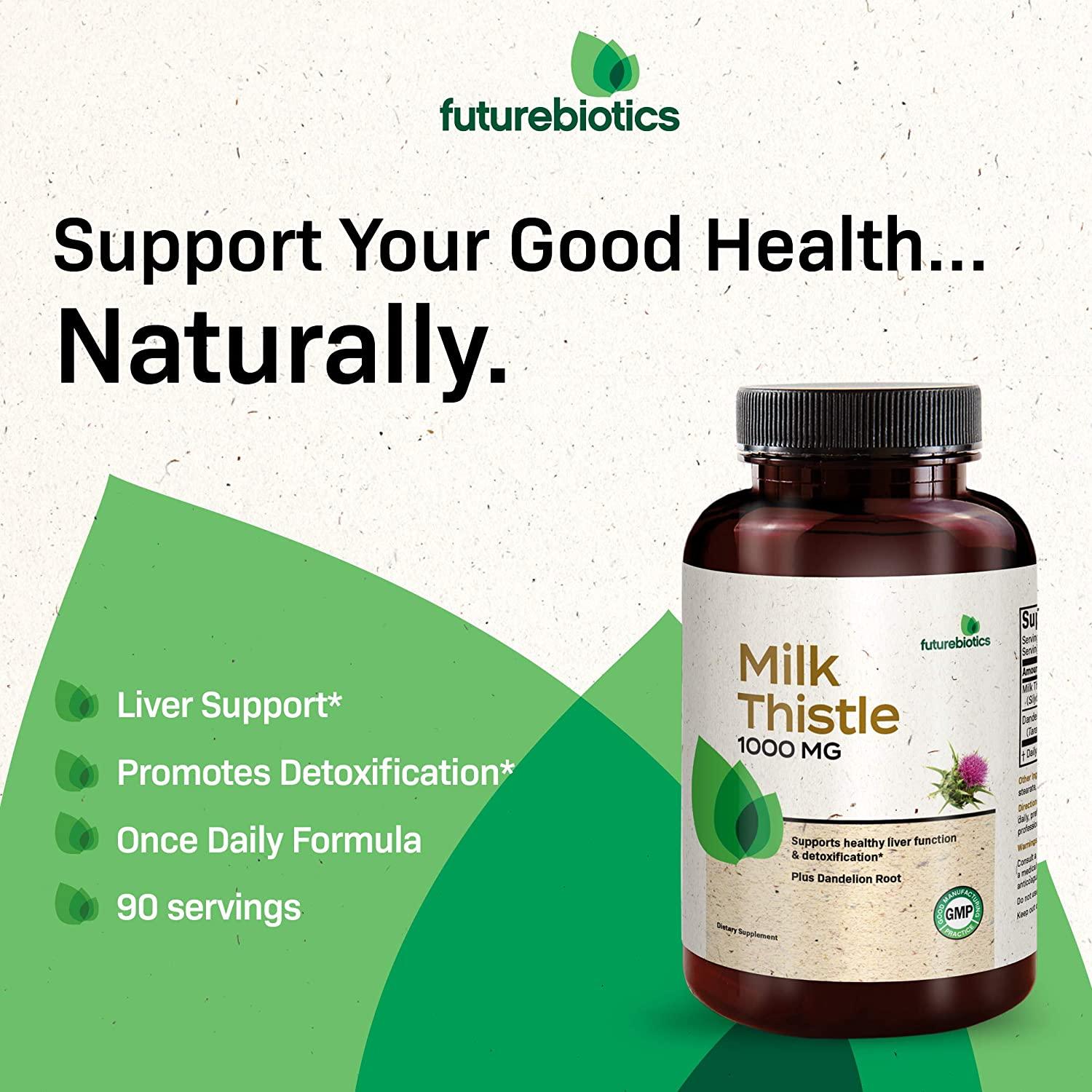 Futurebiotics Milk Thistle 1000mg Liver Health Support - 300 Capsules ...