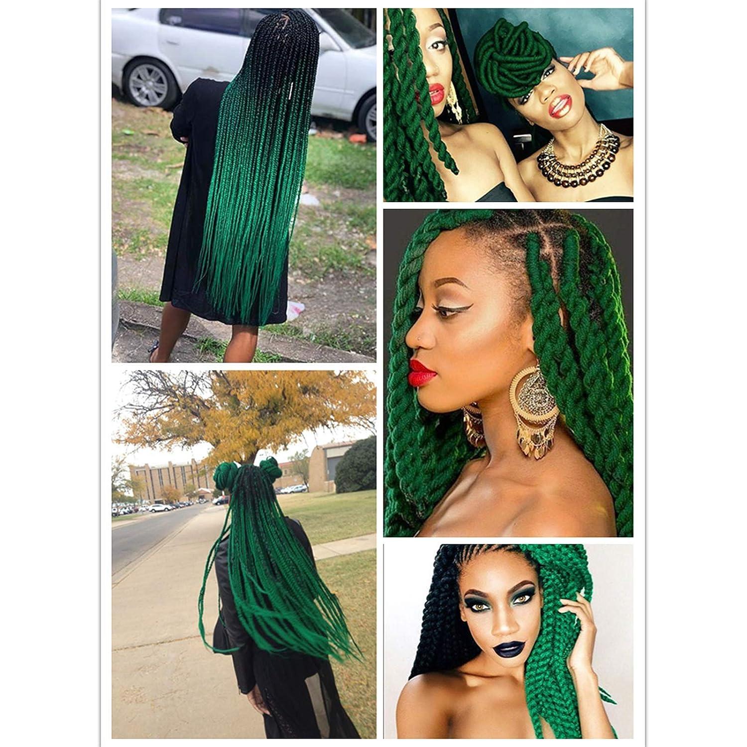 SuCoo Kanekalon Dark Green Braiding Hair Extensions - 24inch 3pcs/lot ...