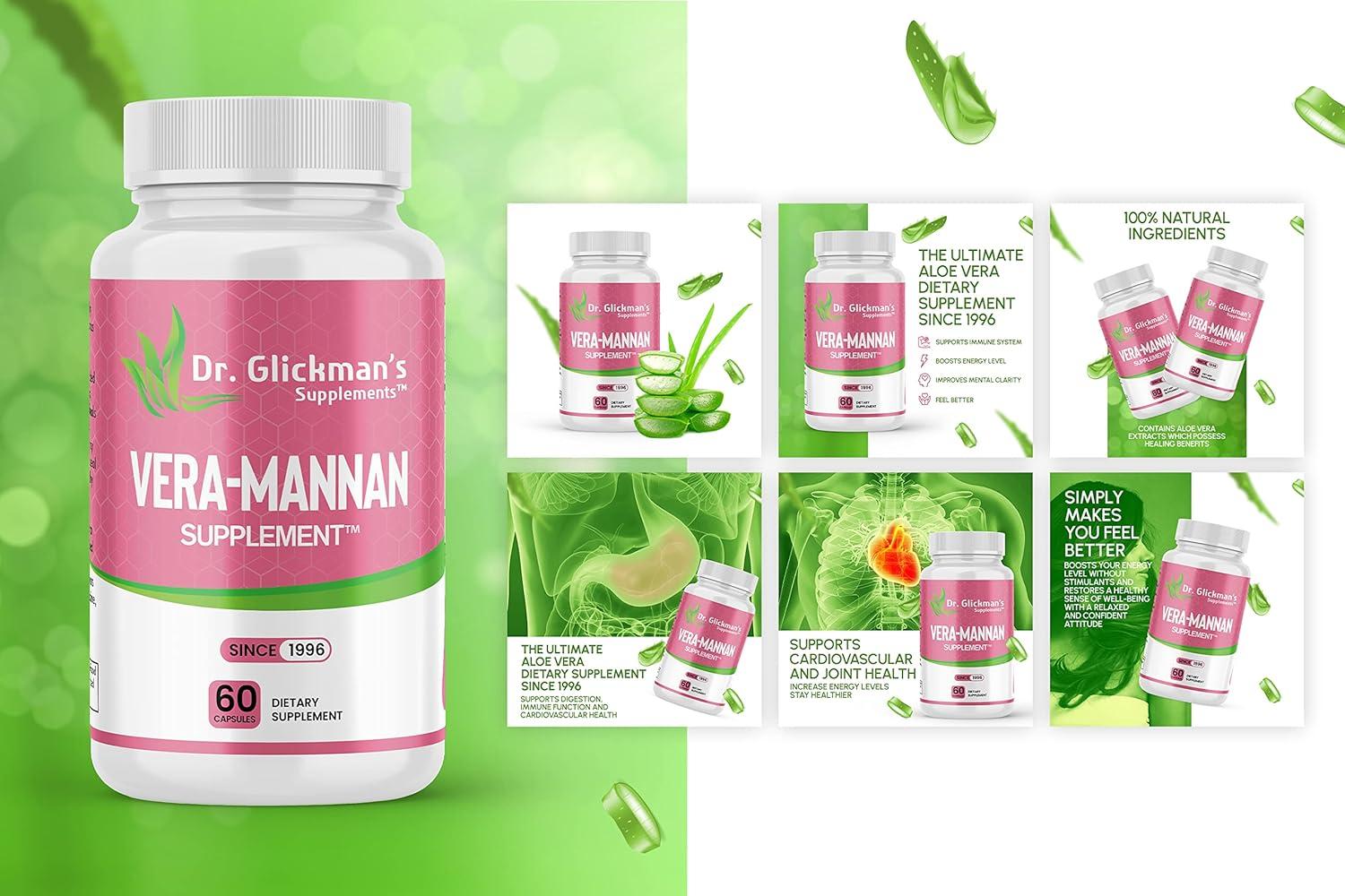 Dr. Glickman's Vera-Mannan Aloe Vera Supplement - 60 Capsules, 1 Bottle ...