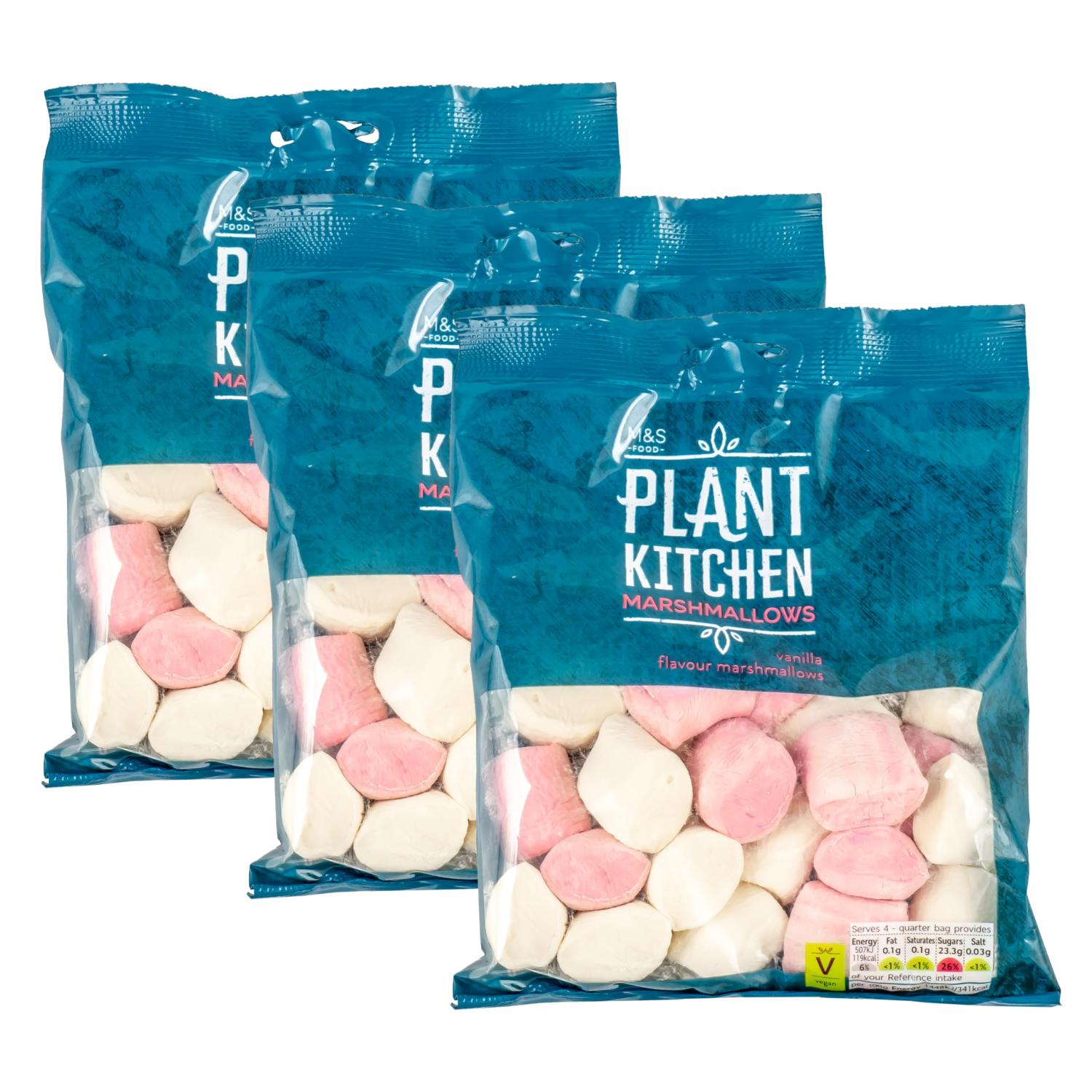 M&S Marks & Spencer Plant Kitchen Vegan Marshmallows Vanilla Flavour Pink & White - 420g (3 x ...