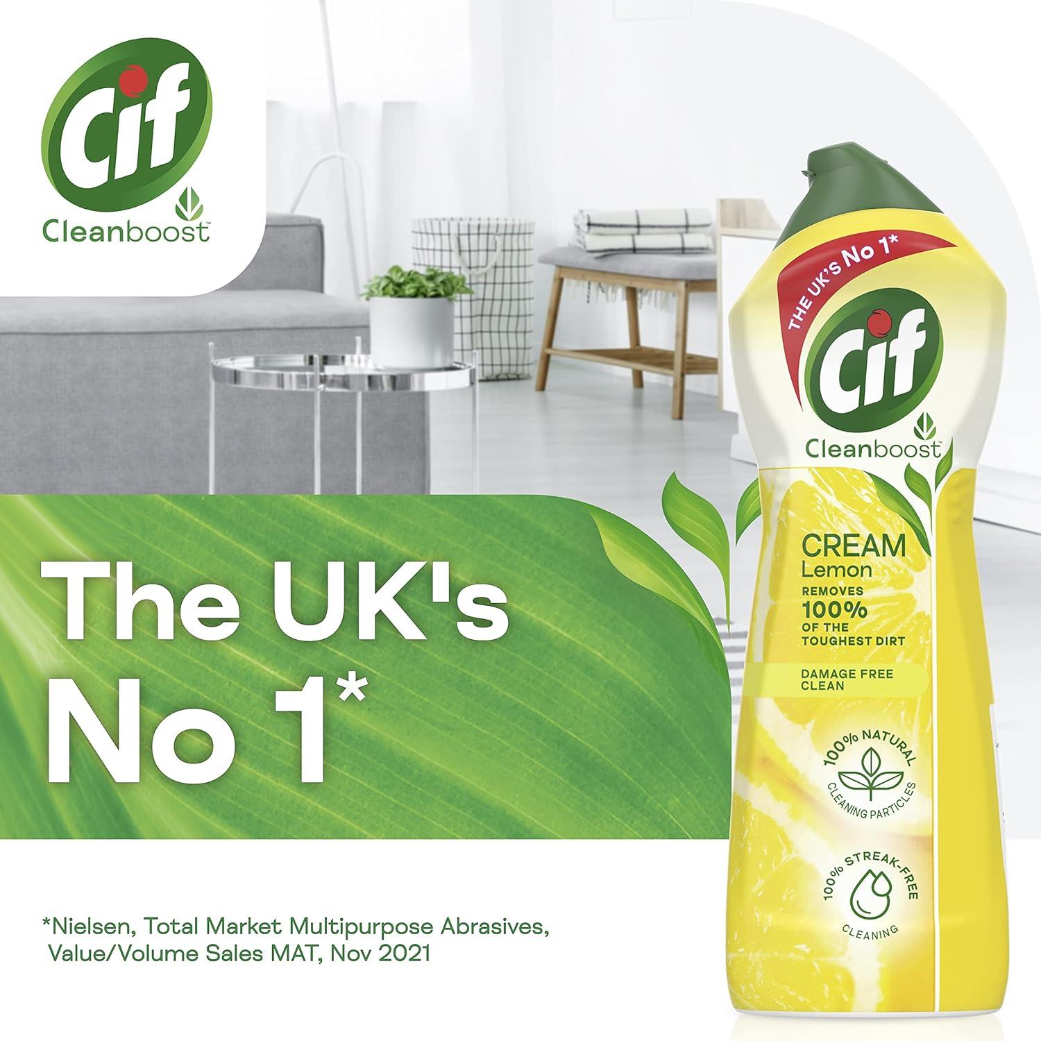 Cif Lemon Cream Cleaner 750 ml - 100% Natural Cleaning Particles ...