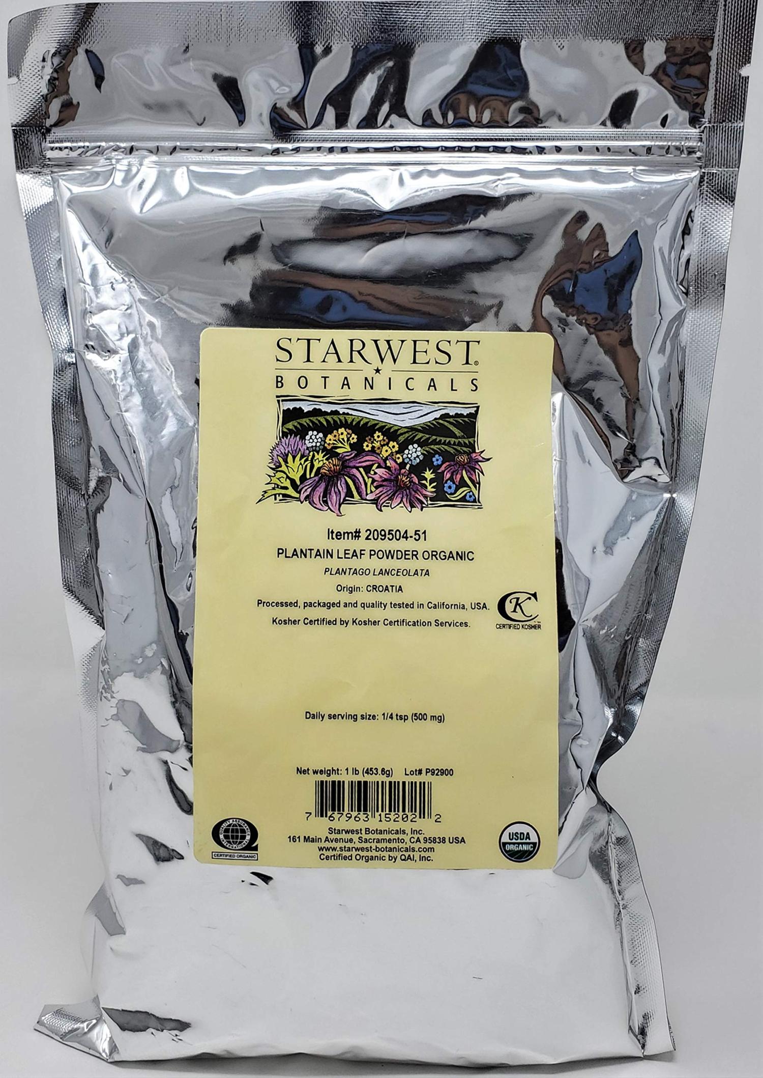 Starwest Botanicals Organic Plantain Leaf Powder - 1lb | Premium ...