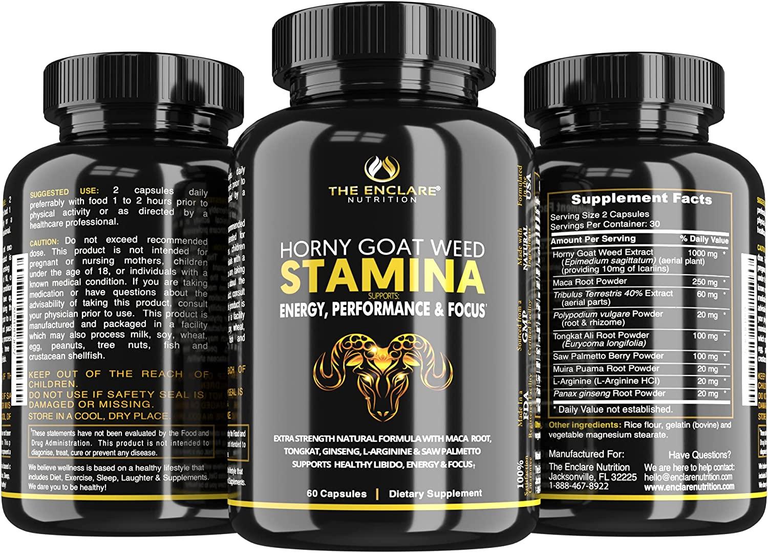 Premium Horny Goat Weed Extract with Maca Root, L-Arginine, Tongkat ...