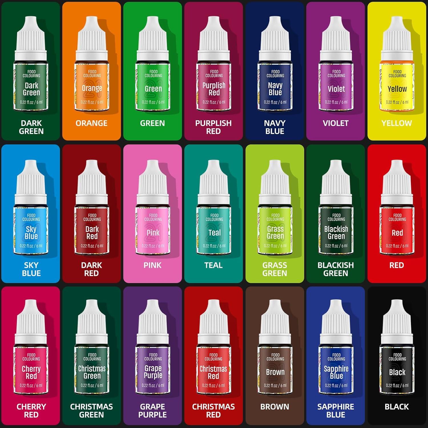 Food Colouring Liquid - 21 Colour Concentrated Food Colouring Set ...