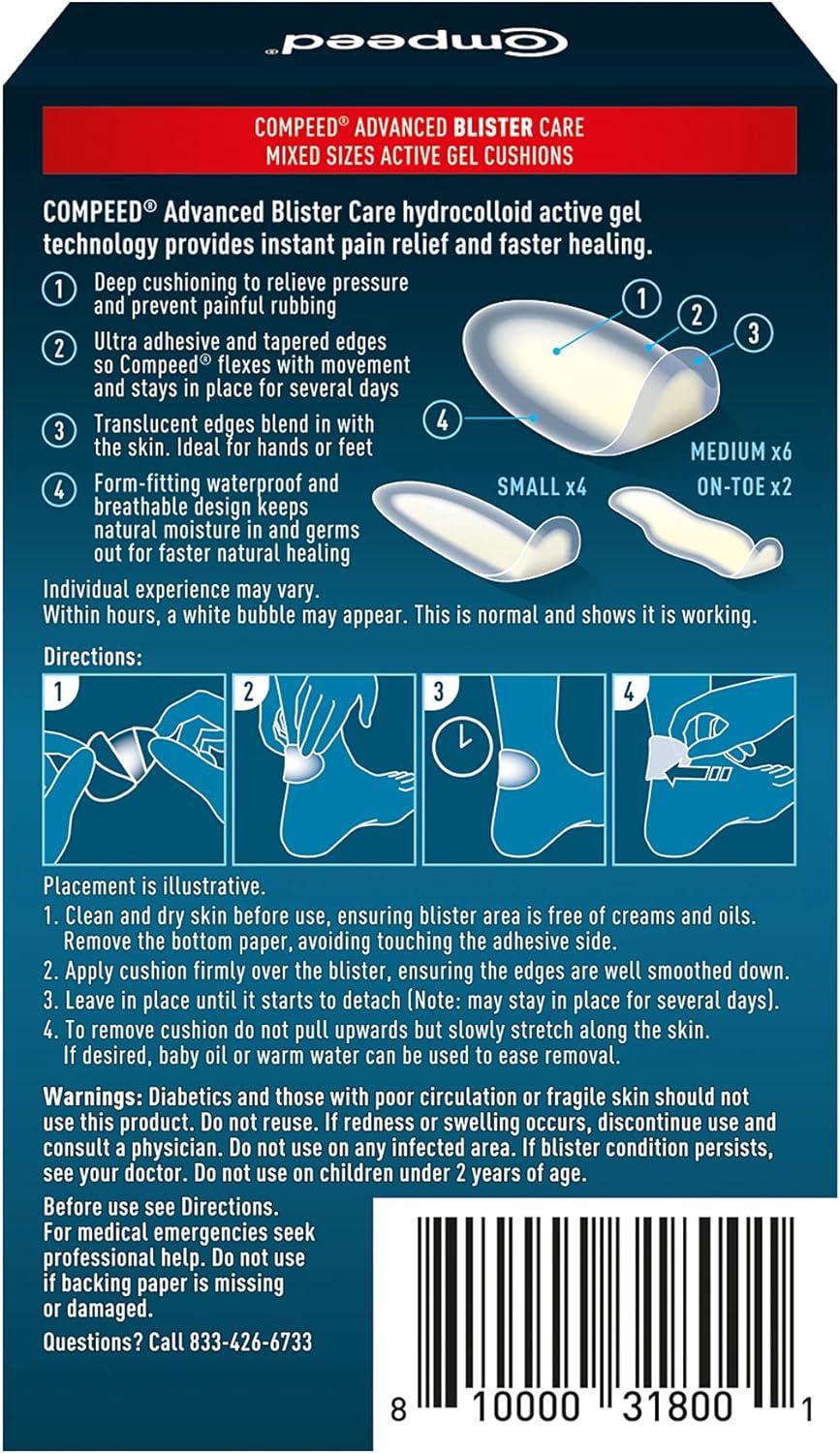 Compeed Blister Care Bandages 12 Ct Mixed Sizes (3 Packs) - Heel & Foot ...