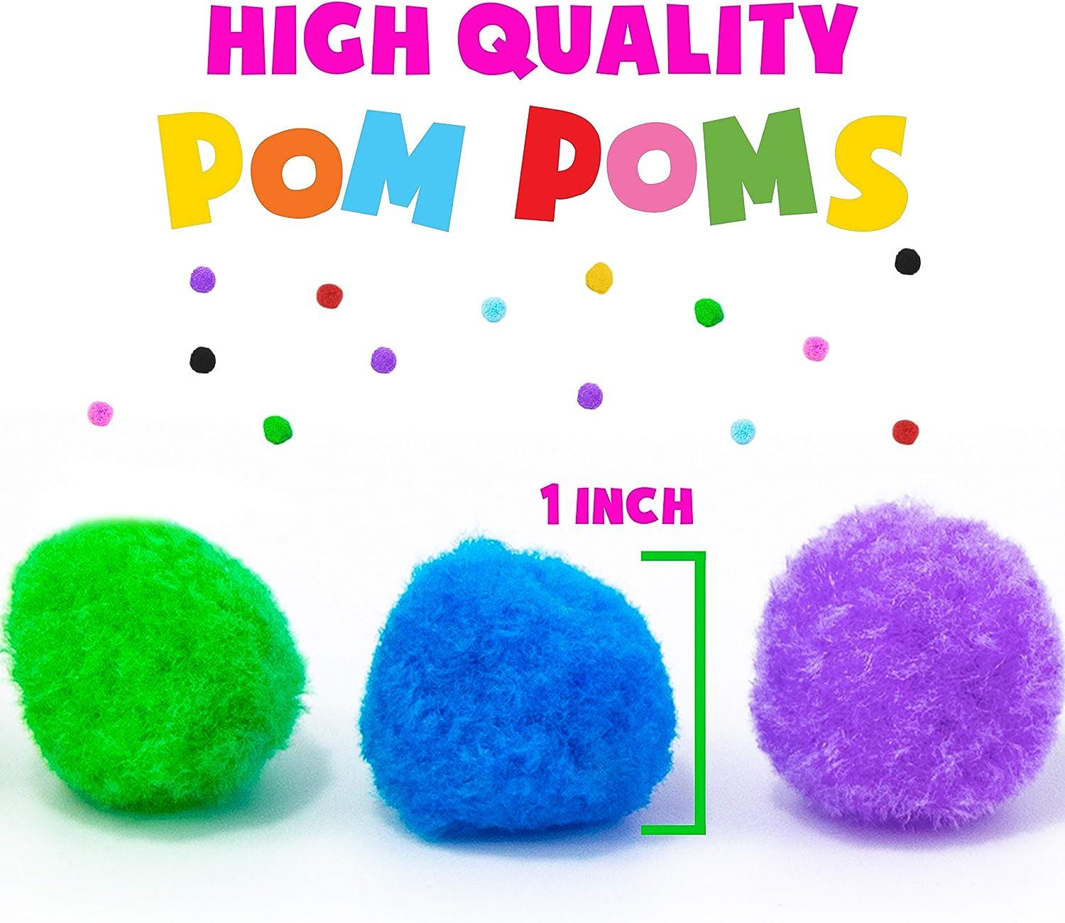 1000 Pieces 1 Inch Pom Poms for Crafts - 10 Assorted Colors - Puff ...