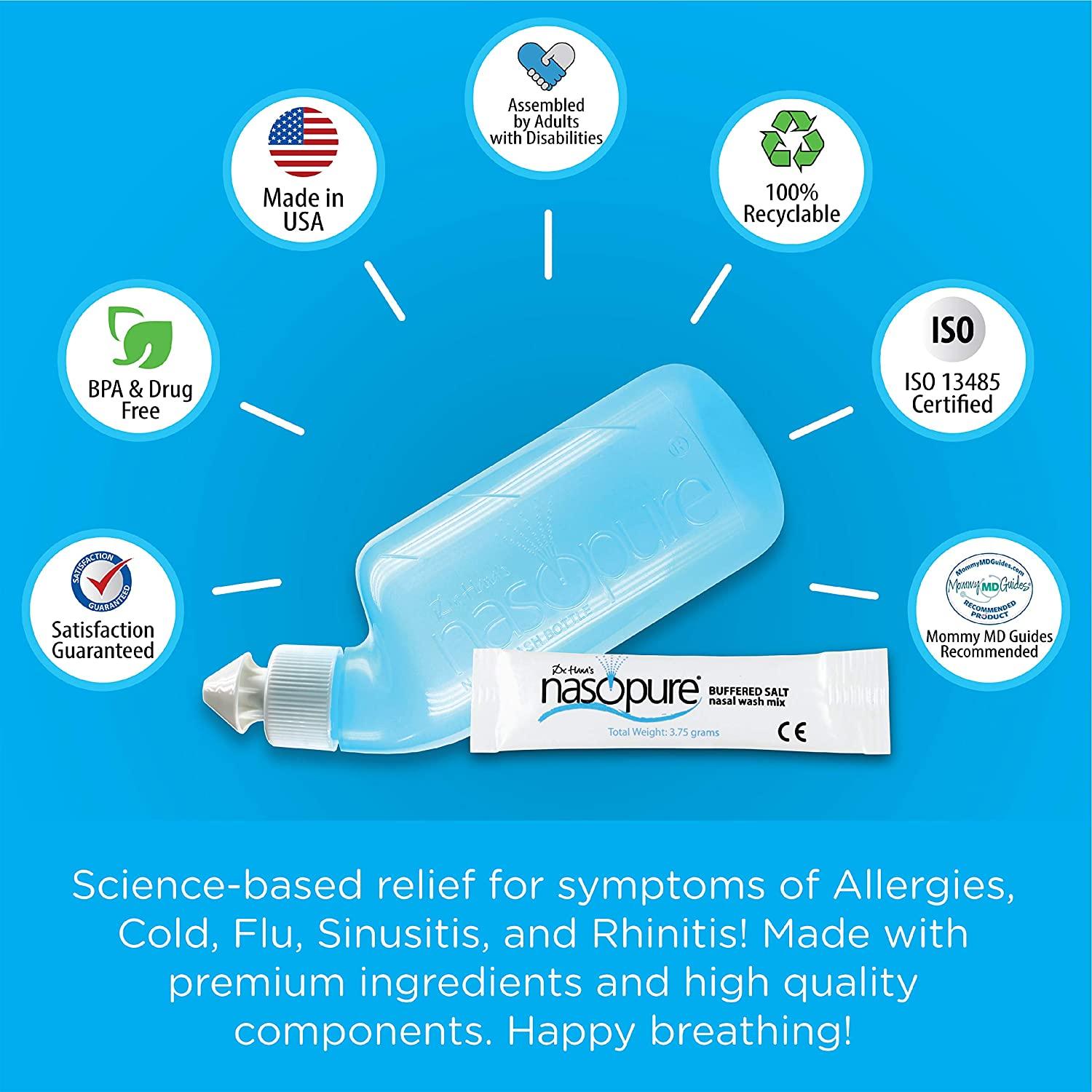 Nasopure Nasal Wash System Kit - Comfortable Sinus Rinse with 8oz ...