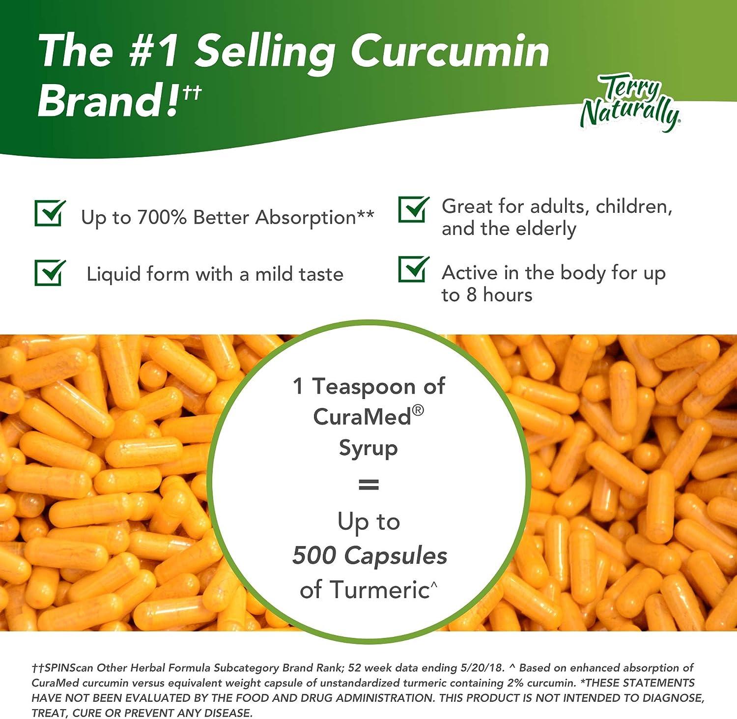 Terry Naturally CuraMed Syrup - 250mg BCM-95 Curcumin - Supports ...