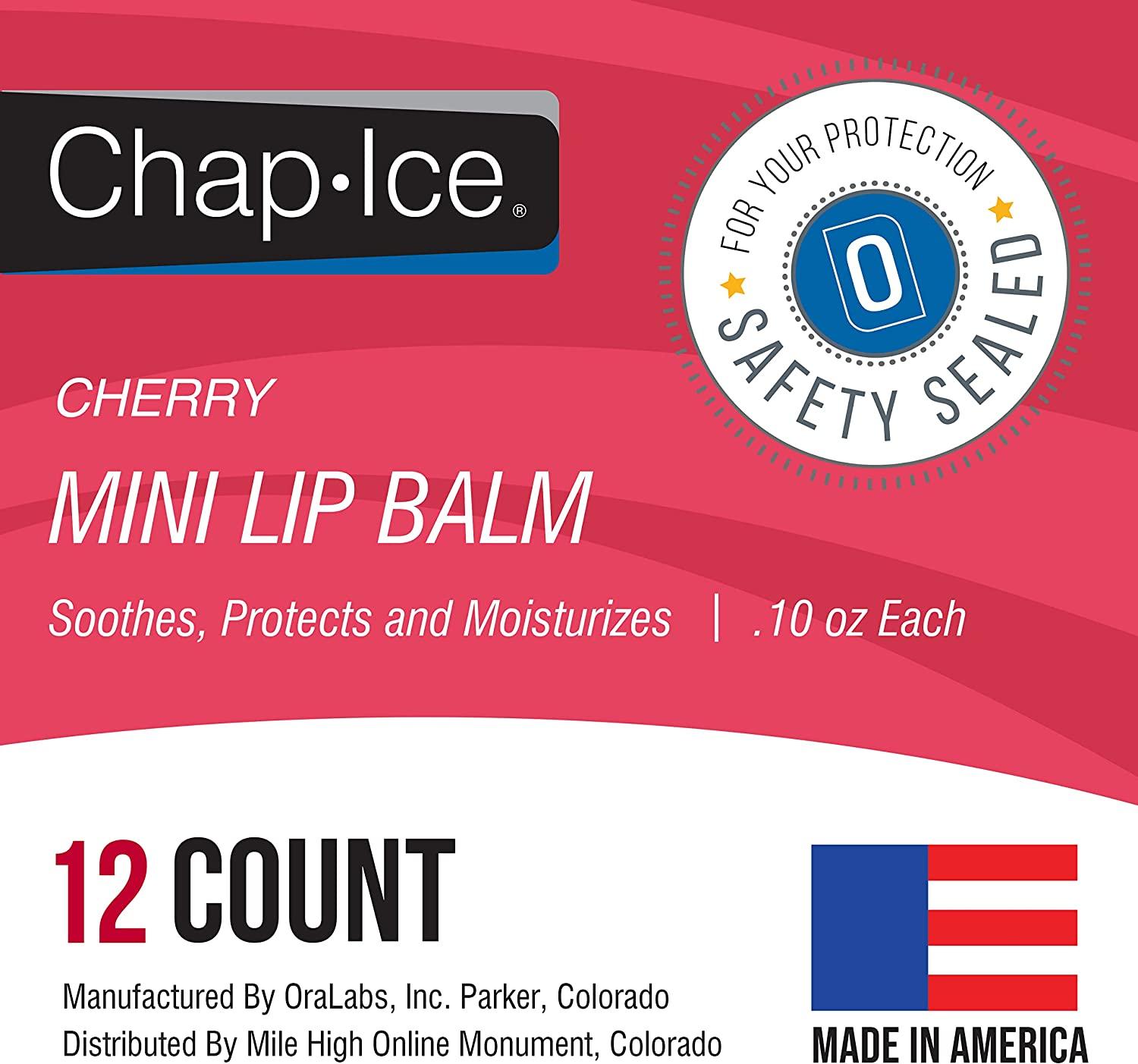 Chap-Ice Mini Cherry Lip Balm 12-Pack | Vitamin E Infused | Made in USA ...