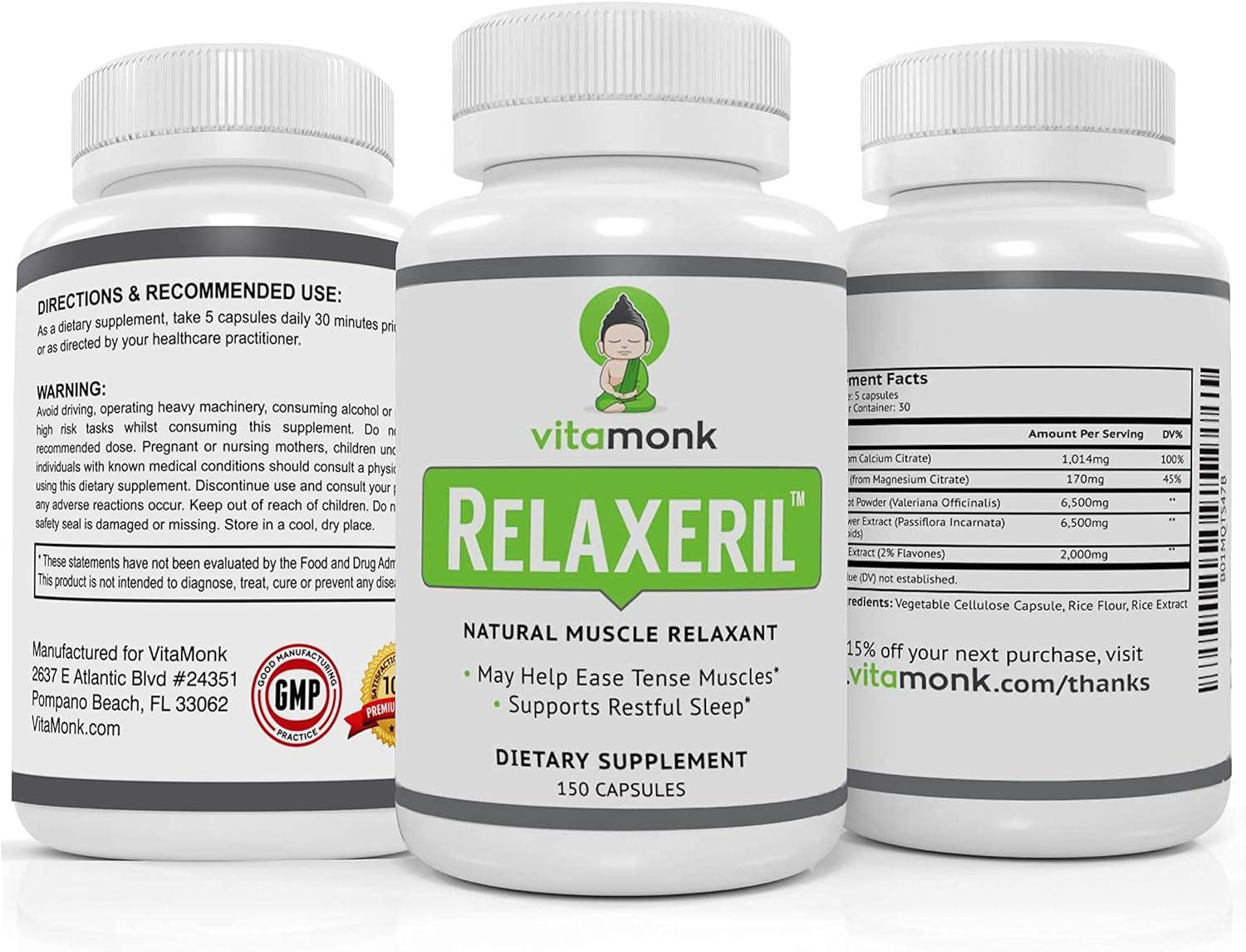 VitaMonk Relaxeril All-Natural Muscle Relaxer Supplement - Muscle ...