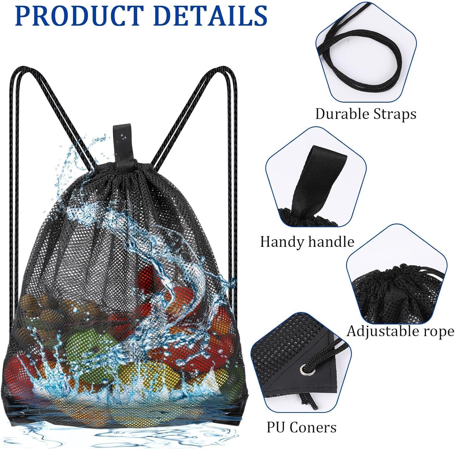 SliverDEW GroÃ Mesh Beach Bag - Durable Network Gym Backpack with Cord ...