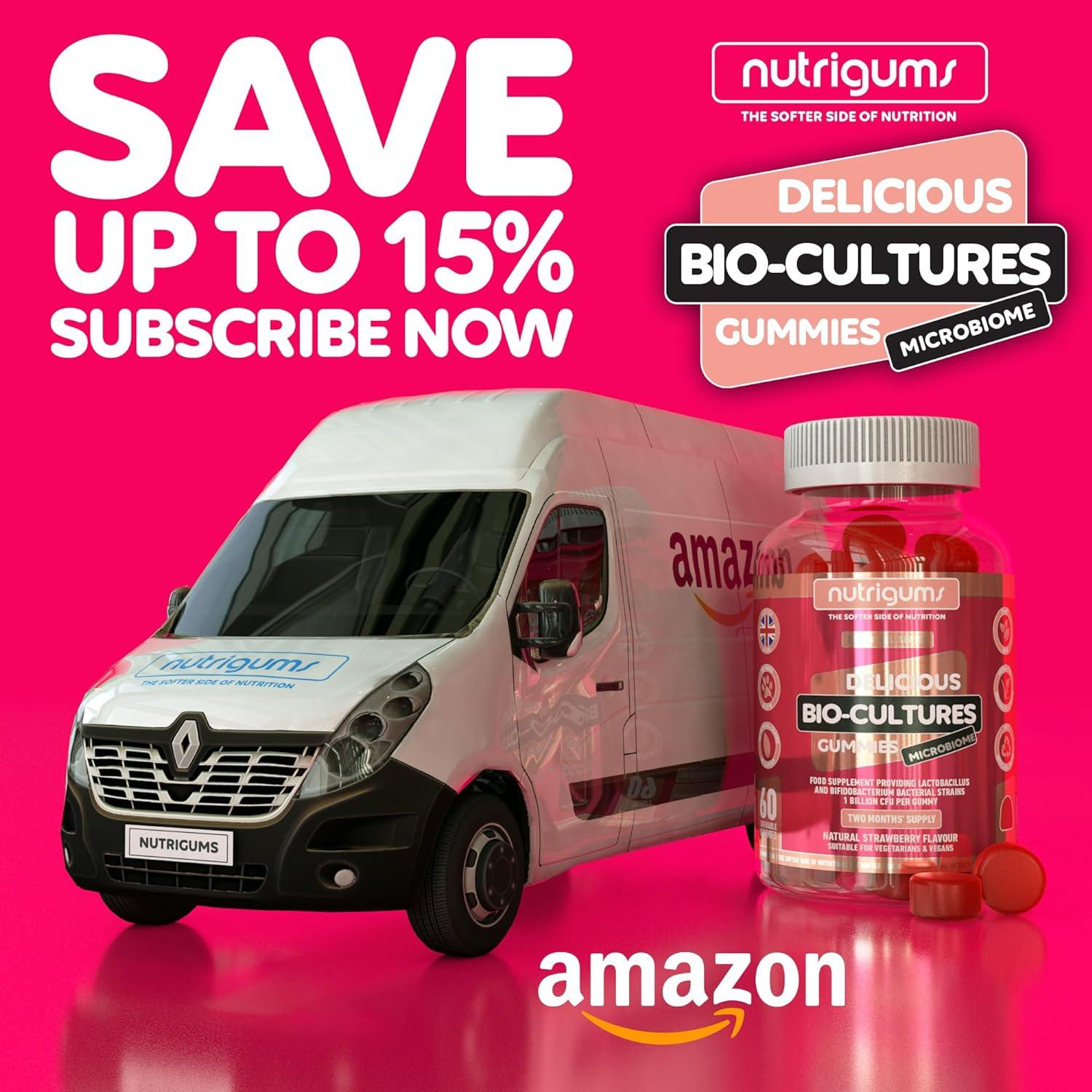 Nutrigums Bio Cultures Microbiome Gummy | Strawberry Flavour | 60 Vegan ...