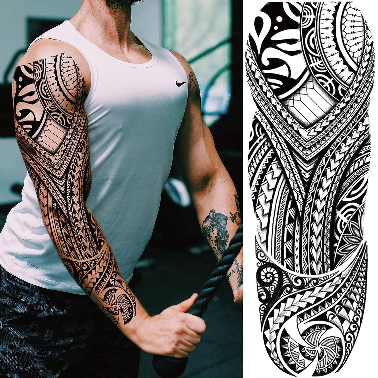Briyhose Totem Fake Tattoo Sleeve for Men and Women - Full Arm Tribal ...