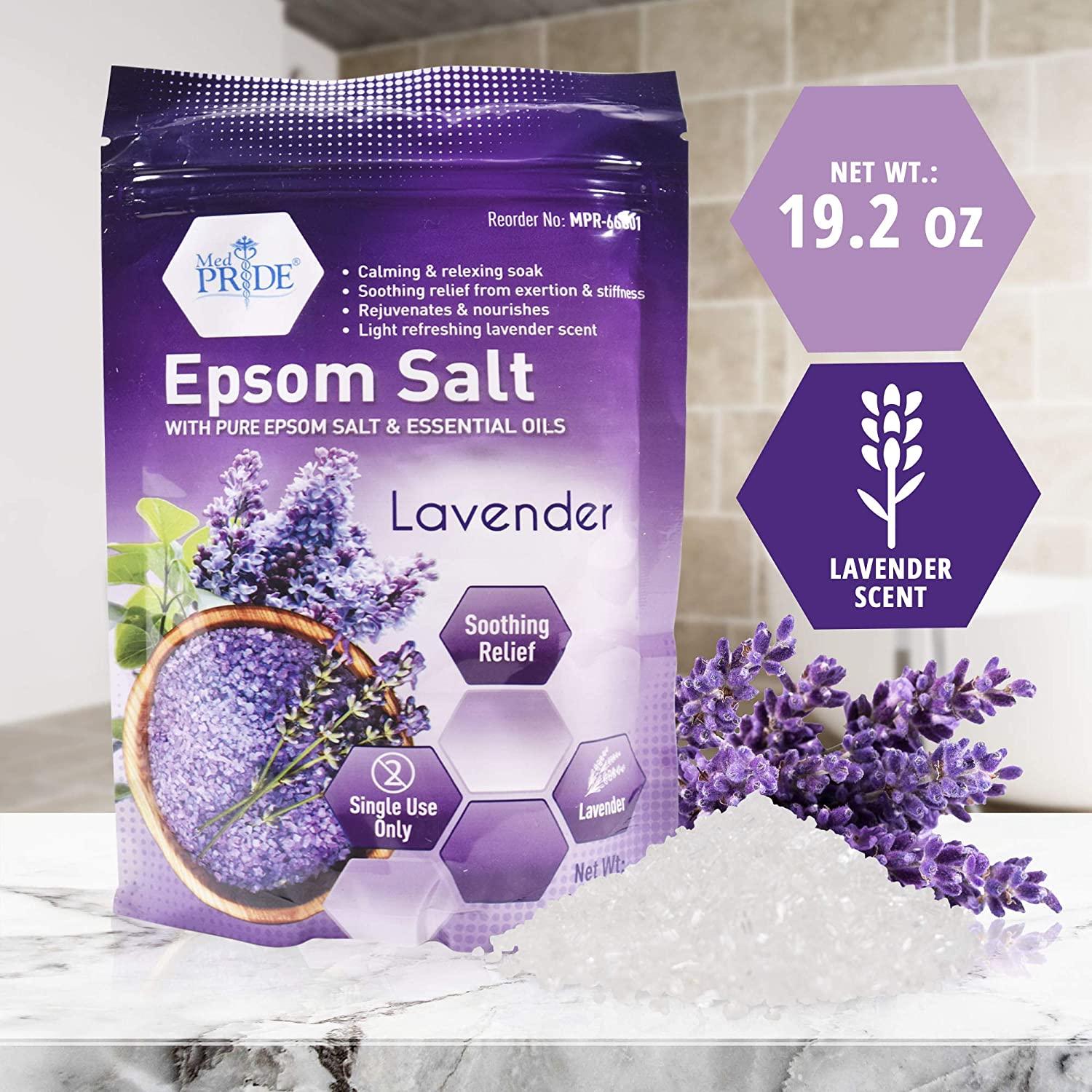 Medpride Epsom Bath Salts with Lavender Essential Oil - Pain Relief & Muscle Recovery Soak - 19 ...