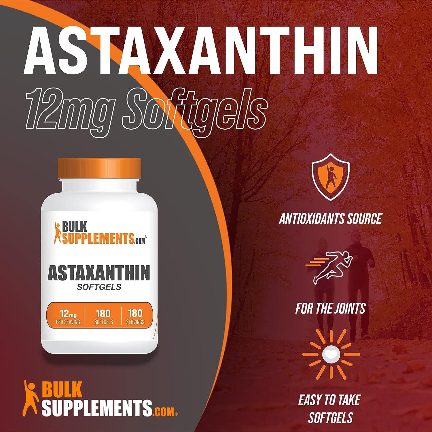 Astaxanthin 12mg 180 Softgels - Antioxidant & Eye Supplement - 180 ...
