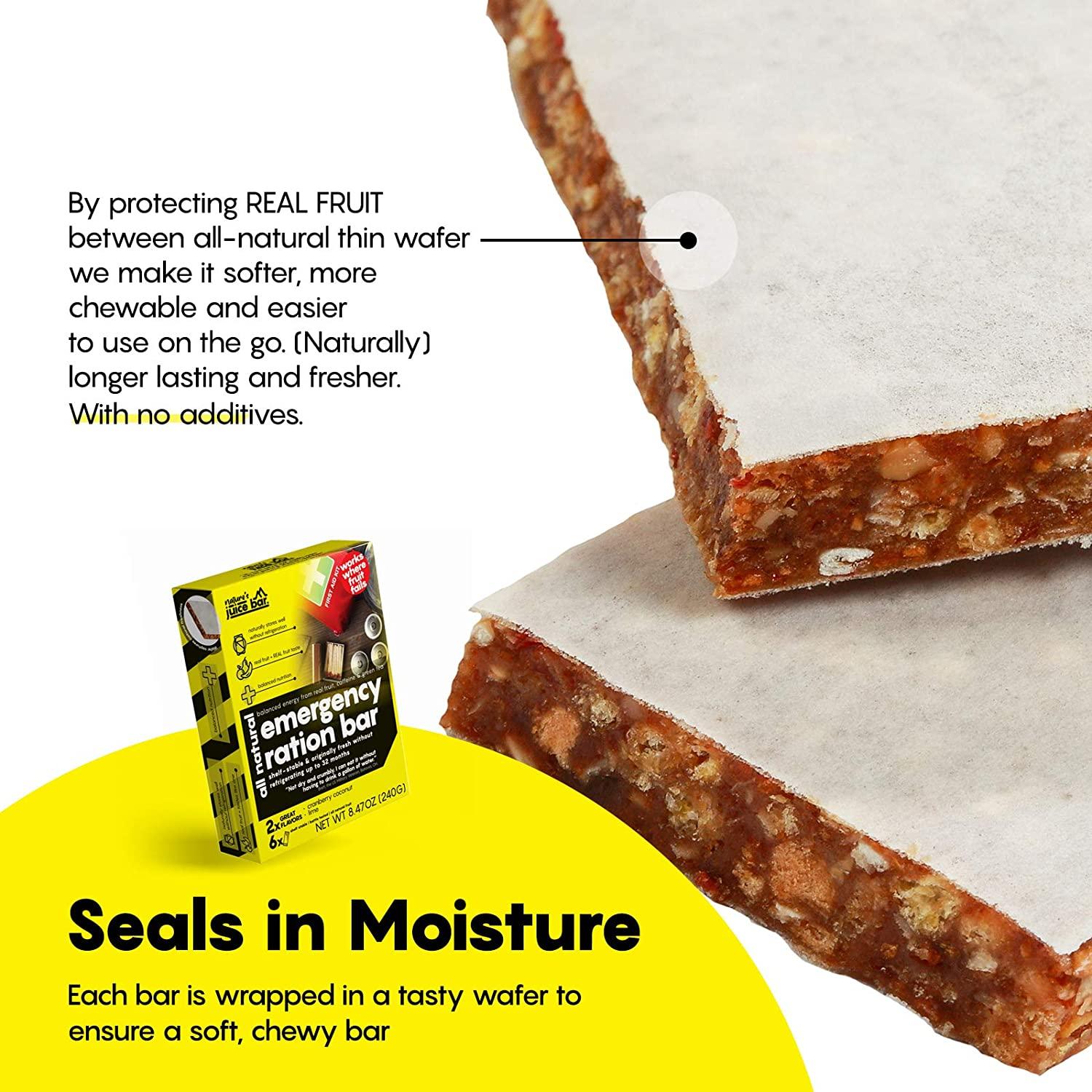 Natures Juice Bar Emergency Food Bars - 6 Count, Gluten-Free Meal Replacement for Survival ...