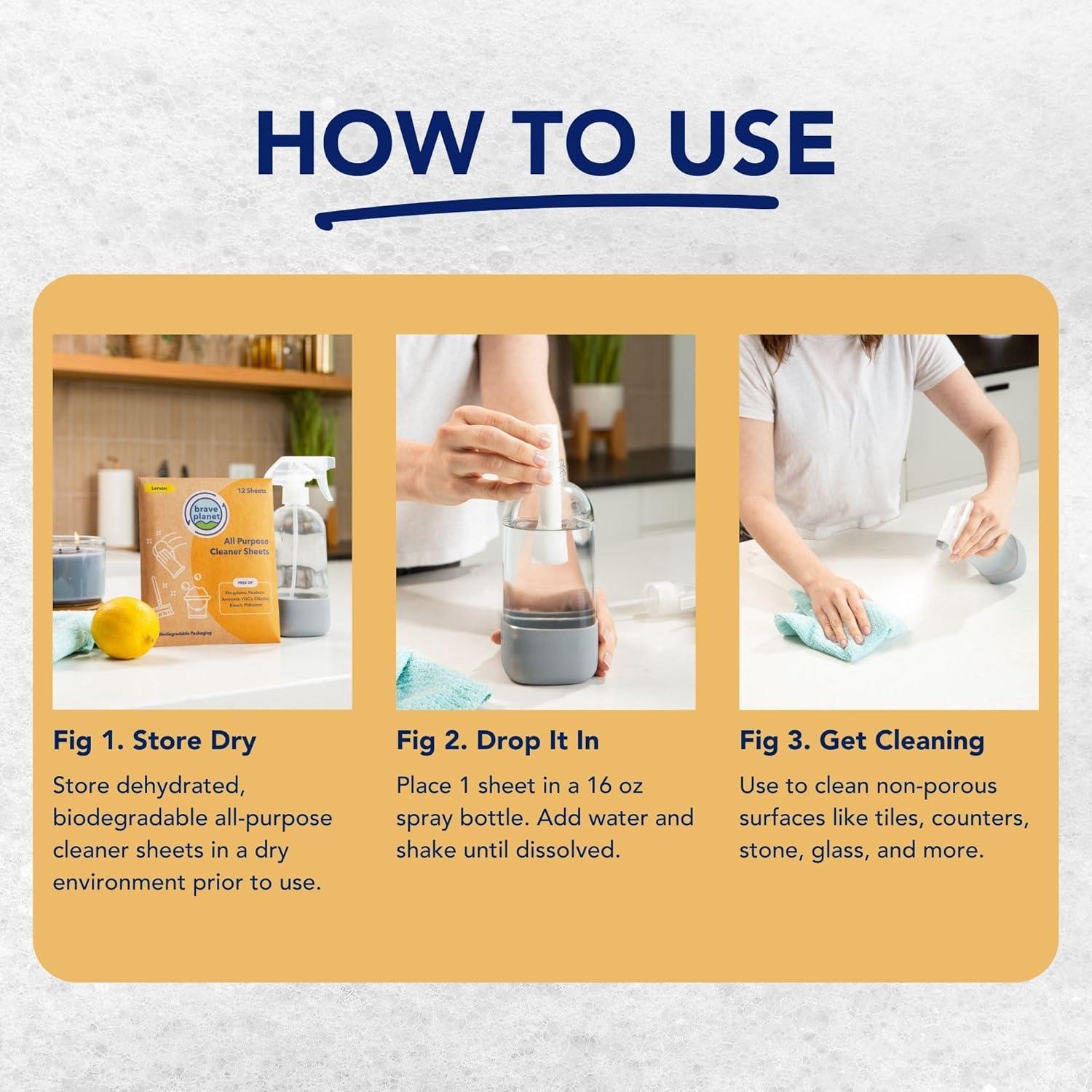 Brave Planet Eco-Friendly All-Purpose Cleaner Sheets | Paraben ...