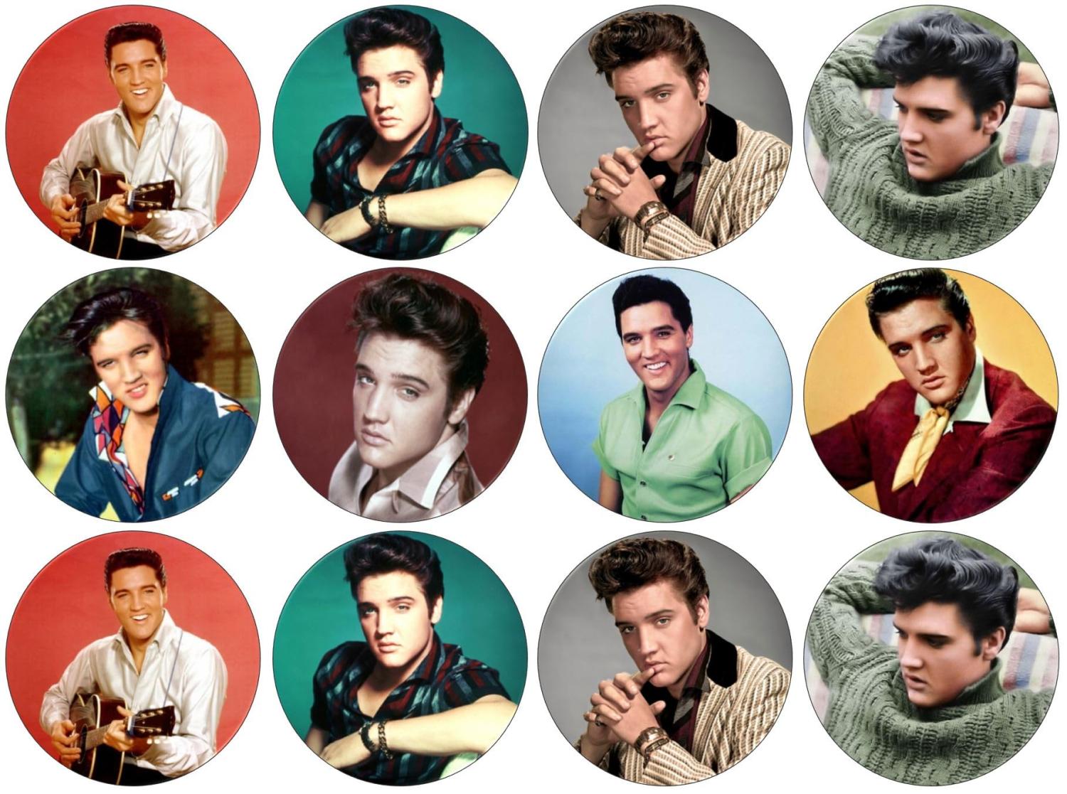 24 x Elvis Colour - Classic 4.4cm Edible Wafer Card Disc Cupcake ...