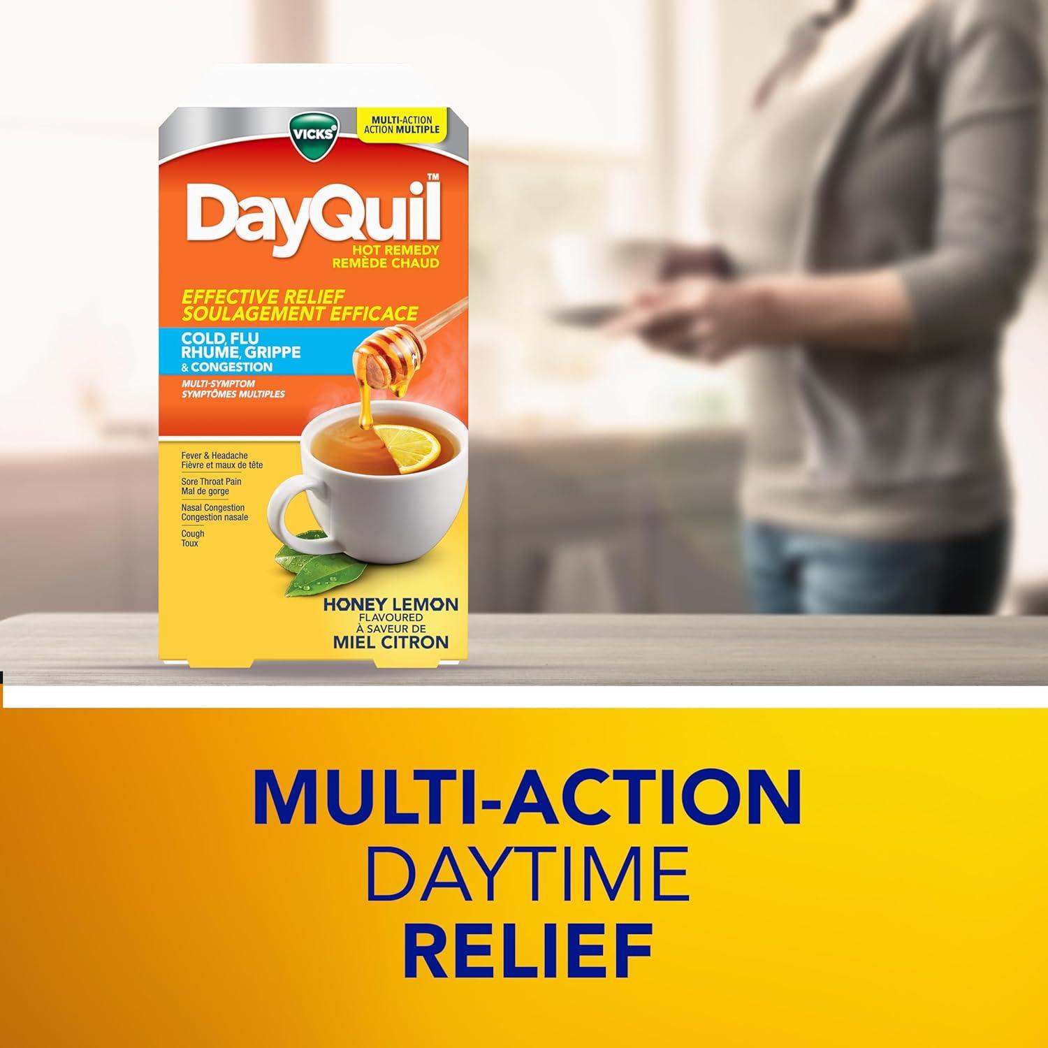 DayQuil Hot Remedy Cold Flu & Congestion Medicine Daytime Non-Drowsy ...