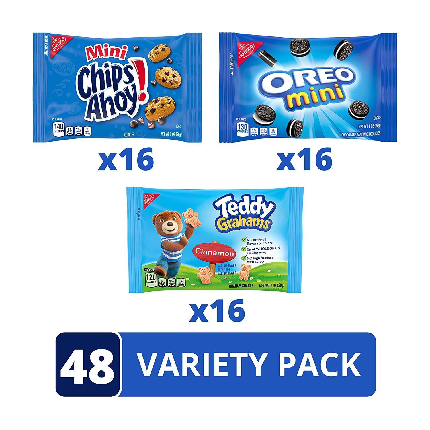 Nabisco Variety Pack: OREO, CHIPS AHOY!, Teddy Grahams - 48 Snack Packs ...