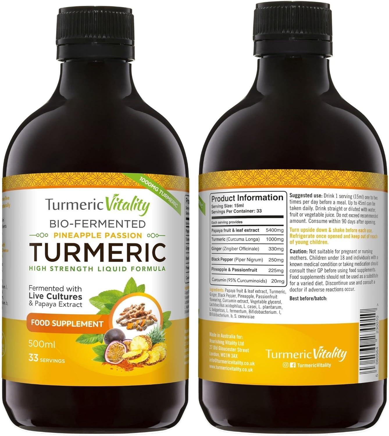 High Strength Liquid Turmeric Supplement with BioCultures & Enzymes ...