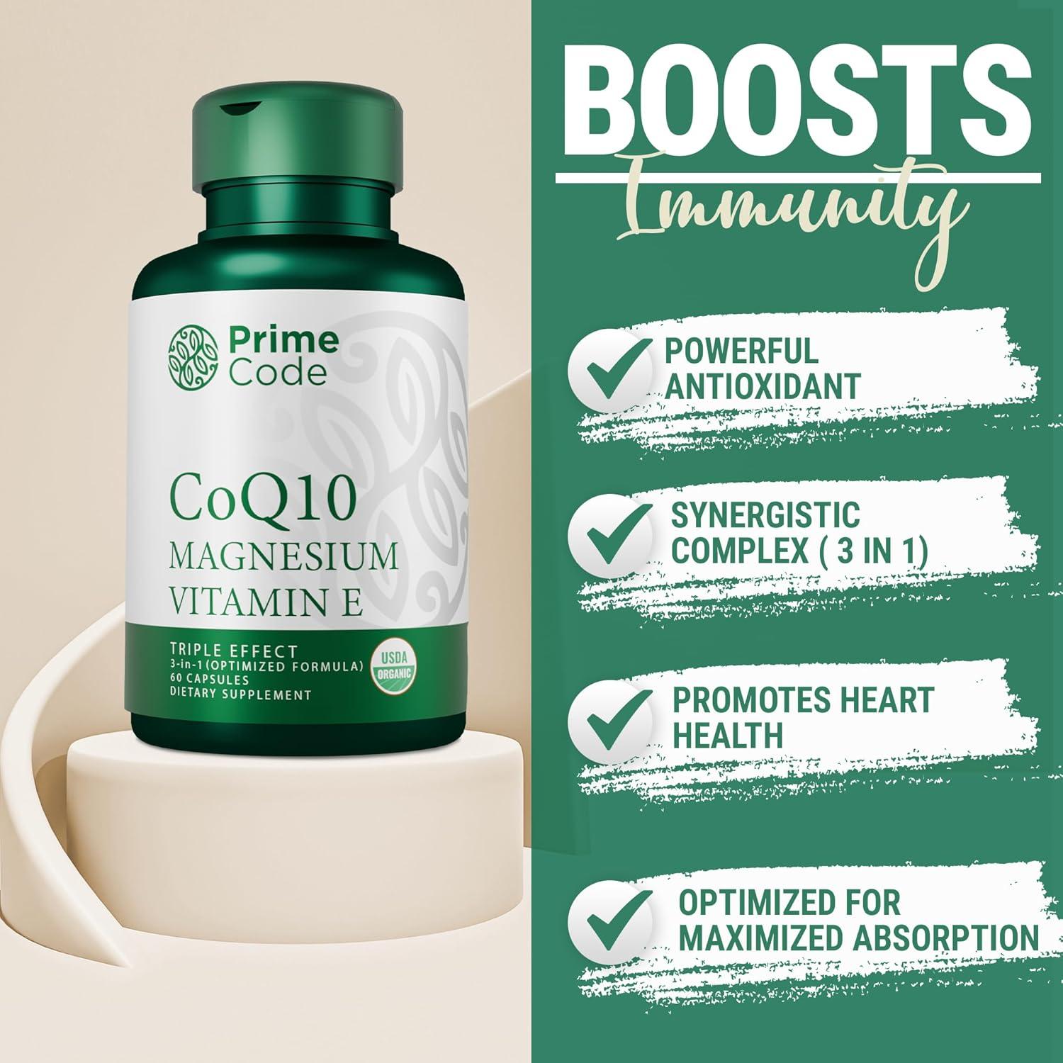 Buy Prime Code 3-in-1 CoQ10 250mg with Magnesium Glycinate & Vitamin E ...