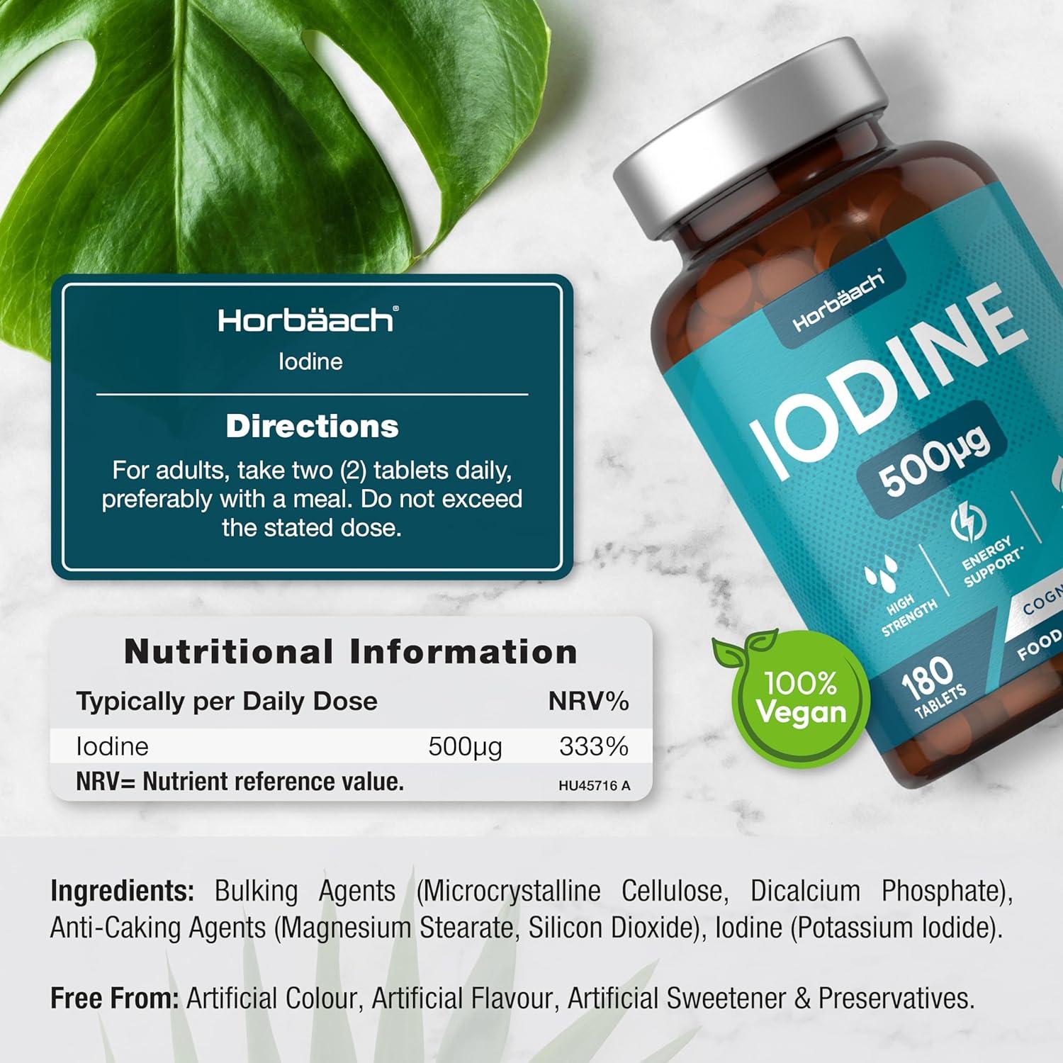 Iodine Tablets 500mcg | High Strength Potassium Iodide Supplement | 180 ...