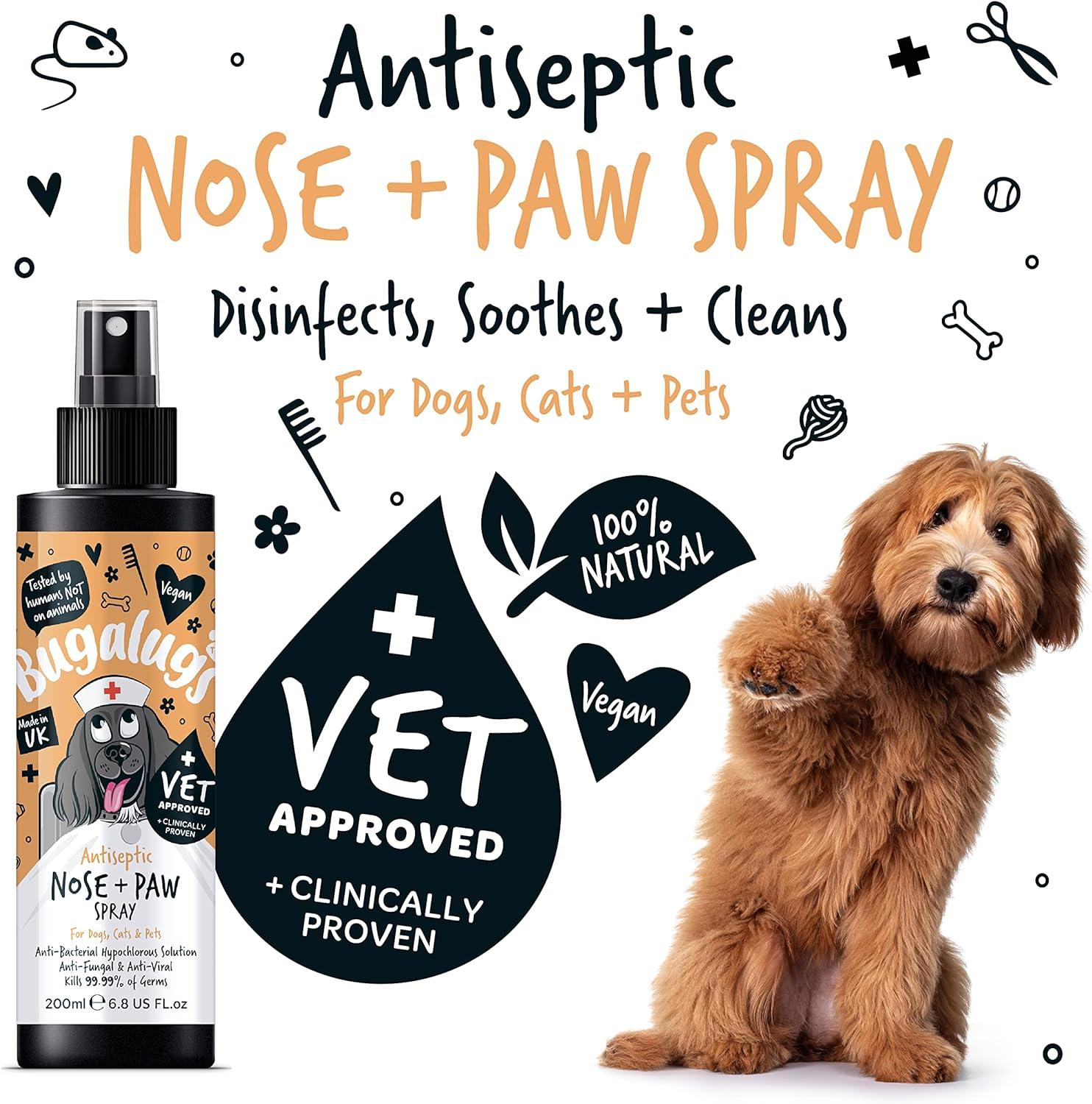 BUGALUGS Nose & Paw Dog Antiseptic spray 200ml Antibacterial Antifungal ...