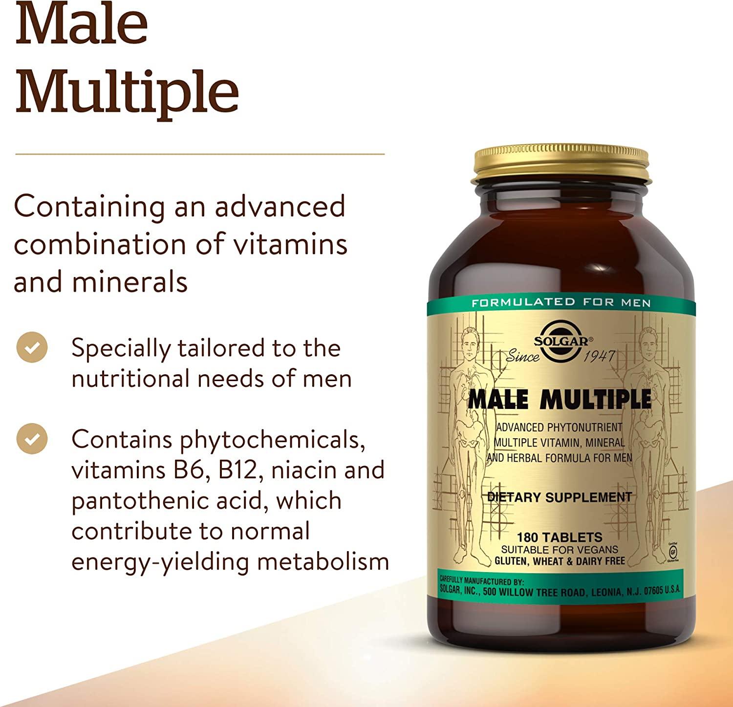 Solgar Male Multiple - 180 Tablets | Premium Men's Multivitamin ...
