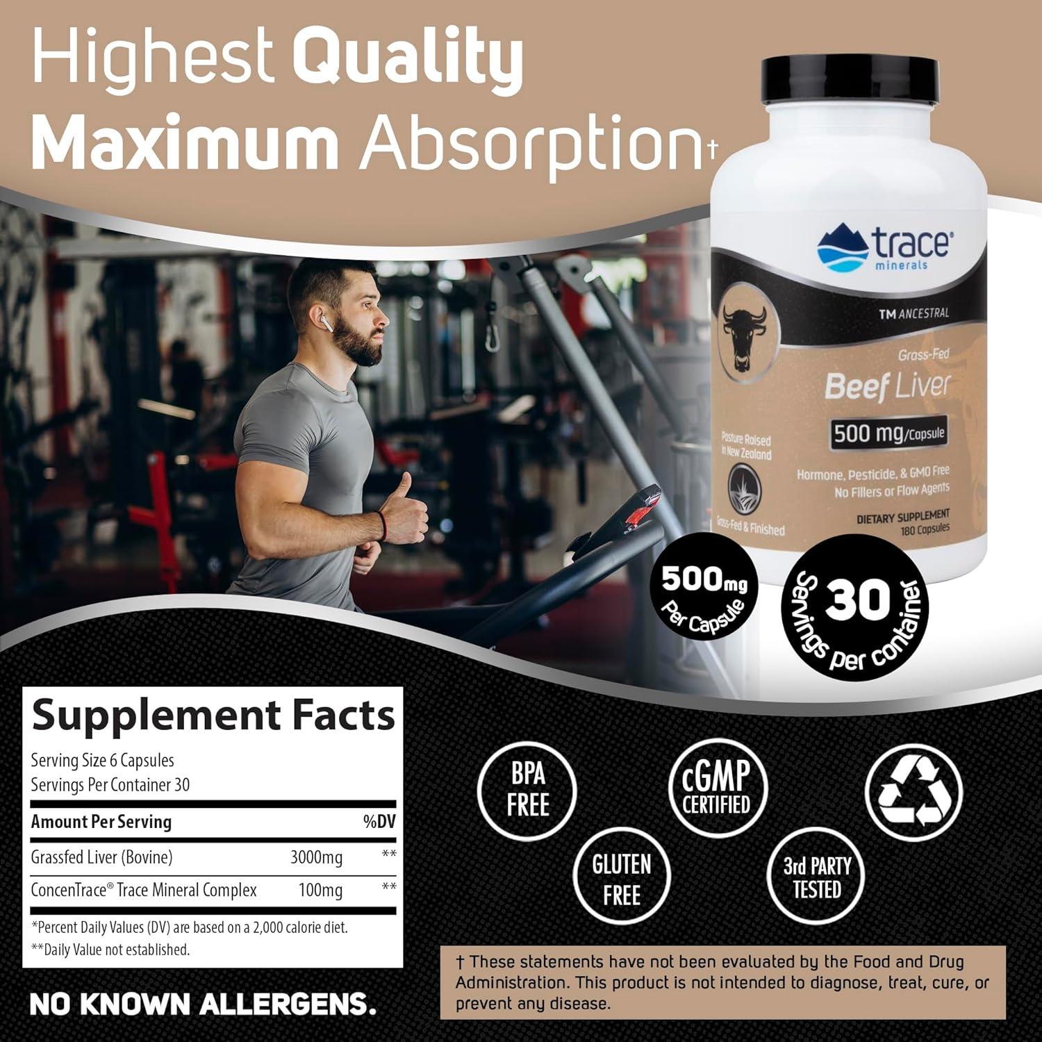 Trace Minerals Ancestral Beef Liver Capsules | 3000mg Grass Fed Bovine ...
