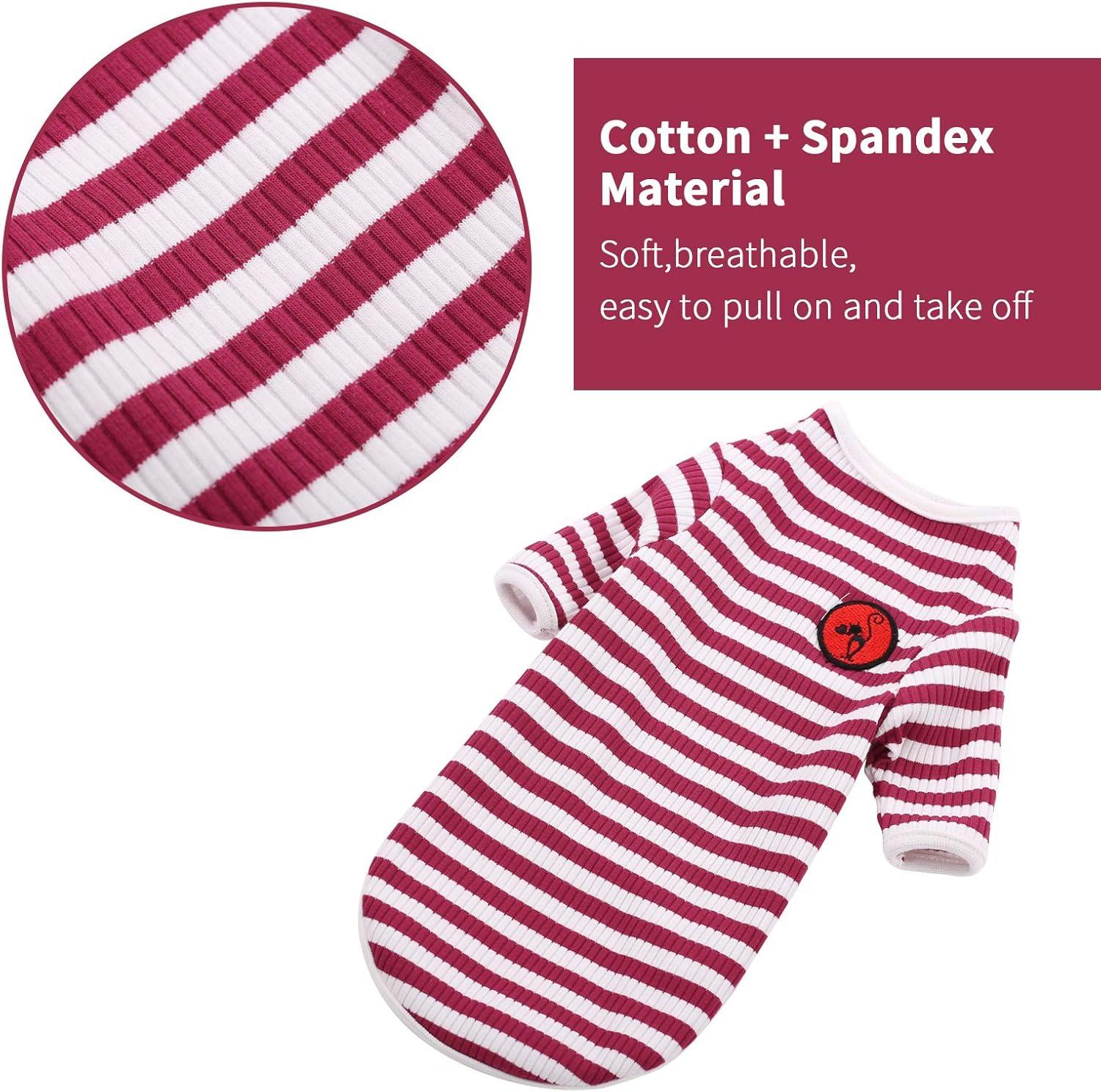 Warm Cotton Sweater for Sphynx Cats | Soft Red Striped Jumper for Small ...