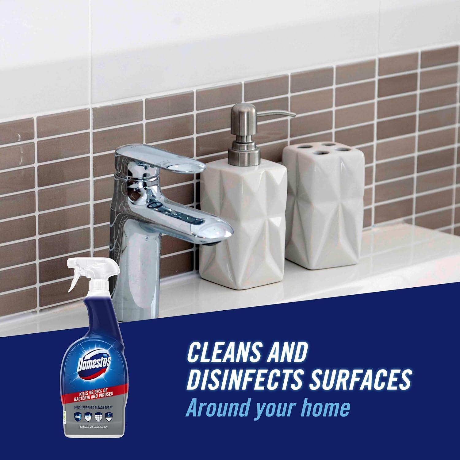 Domestos Bleach Multi-Purpose Cleaner Spray eliminates 99.99% of all ...