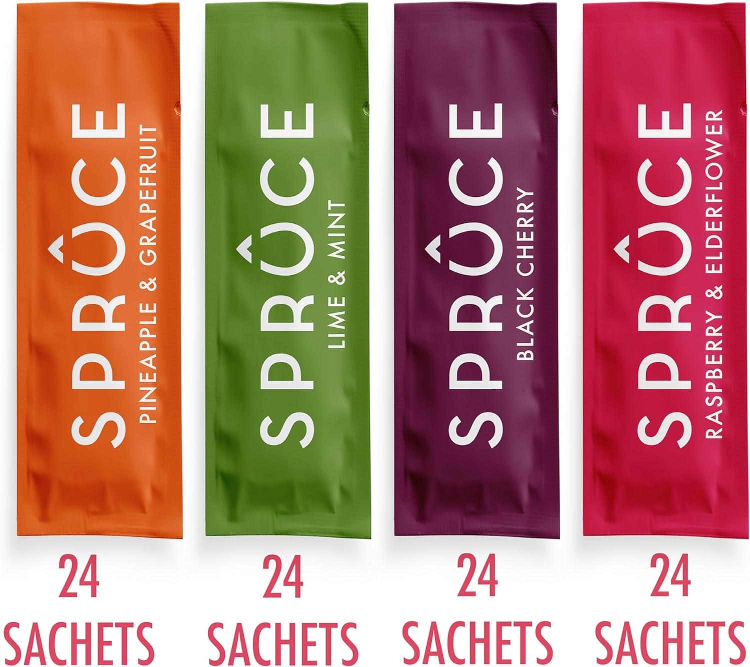 Spruce Natural Water Flavouring With Vitamins Mega Mixed Pack Taster Bundle 4 Flavours 96 Drinks ...