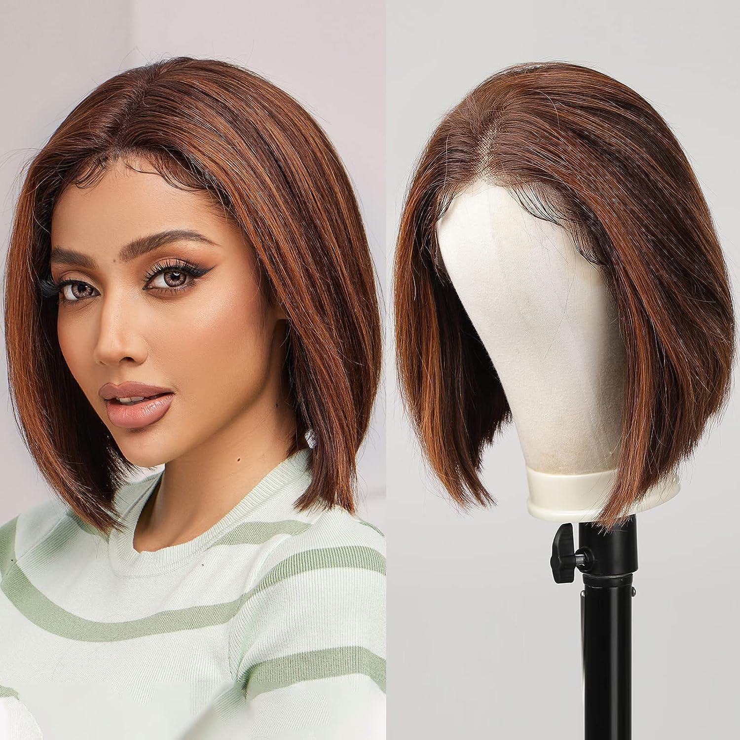 ALANHAIR 10 Inch Bob Wig | 150% Density Brazilian Virgin Human Hair ...