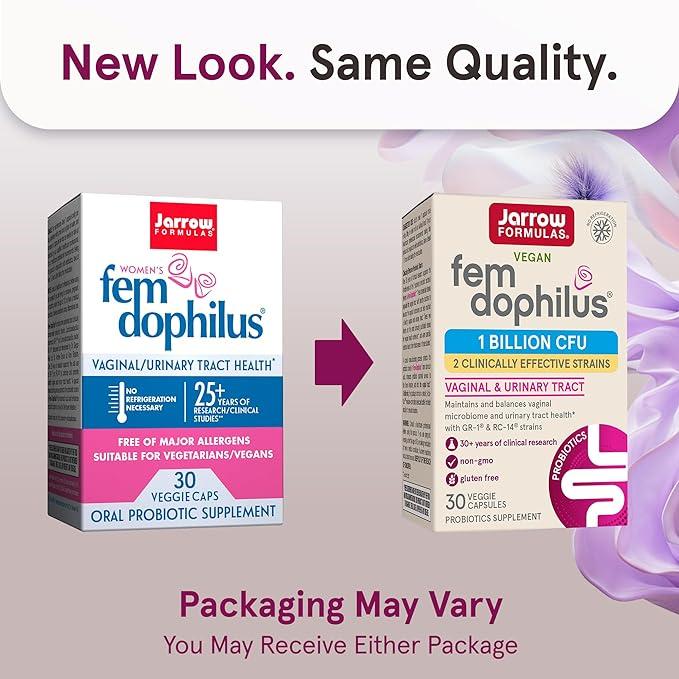 Jarrow Fem-Dophilus Probiotics 1 Billion CFU - Vaginal & Urinary Tract ...