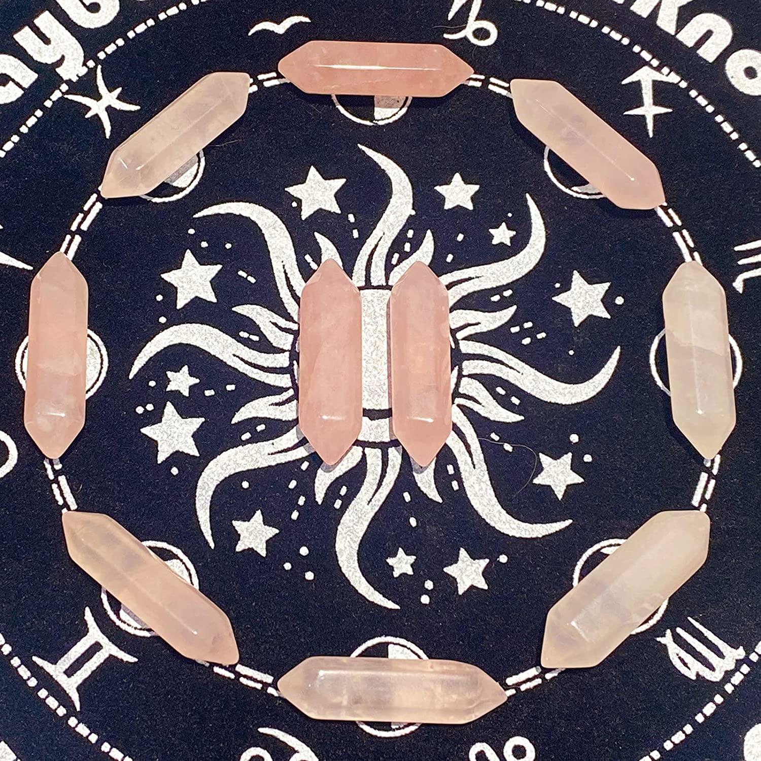 Rose Quartz Healing Crystals Set - 10pcs | Natural Hexagonal Pointed ...