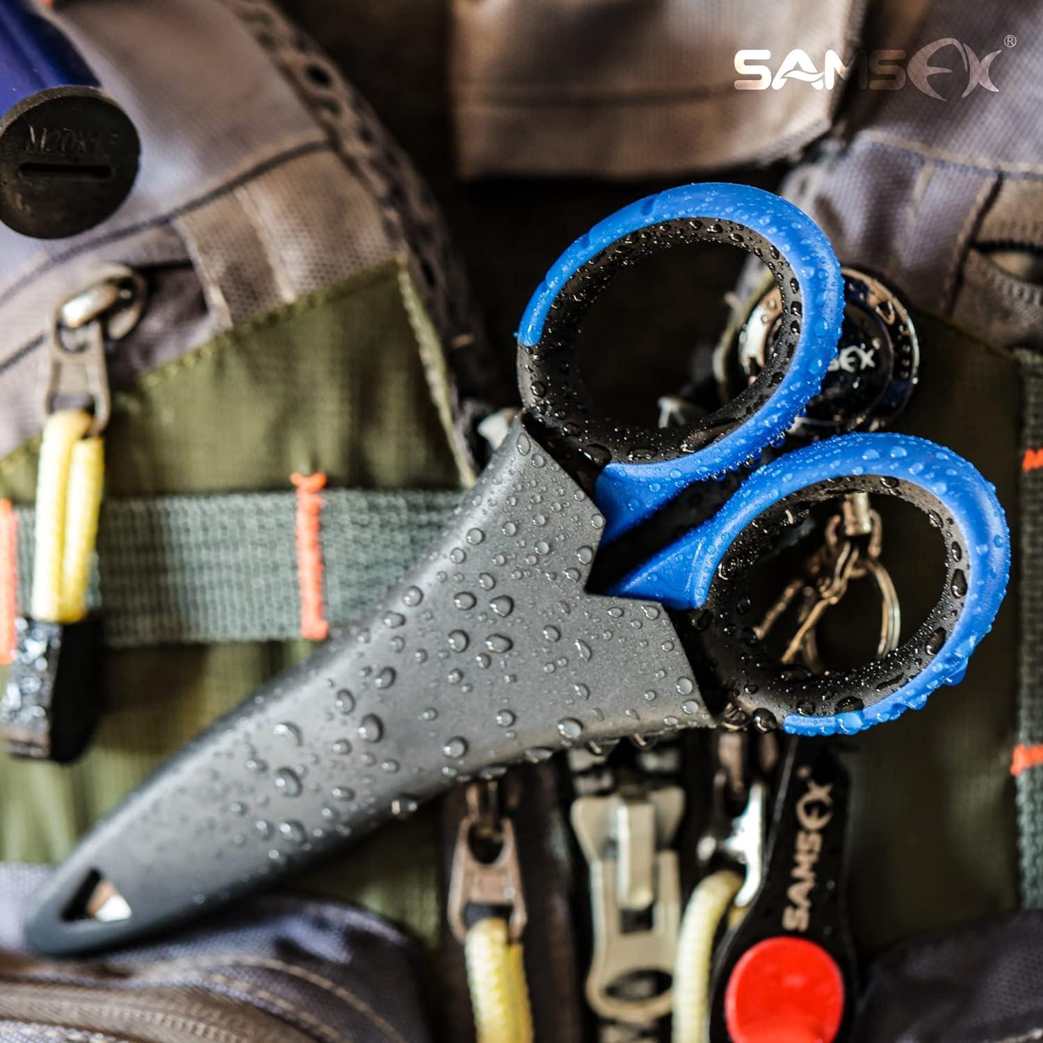 SAMSFX Fishing Heavy Duty Anti-Slip Serrated Edge Scissors Saltwater ...