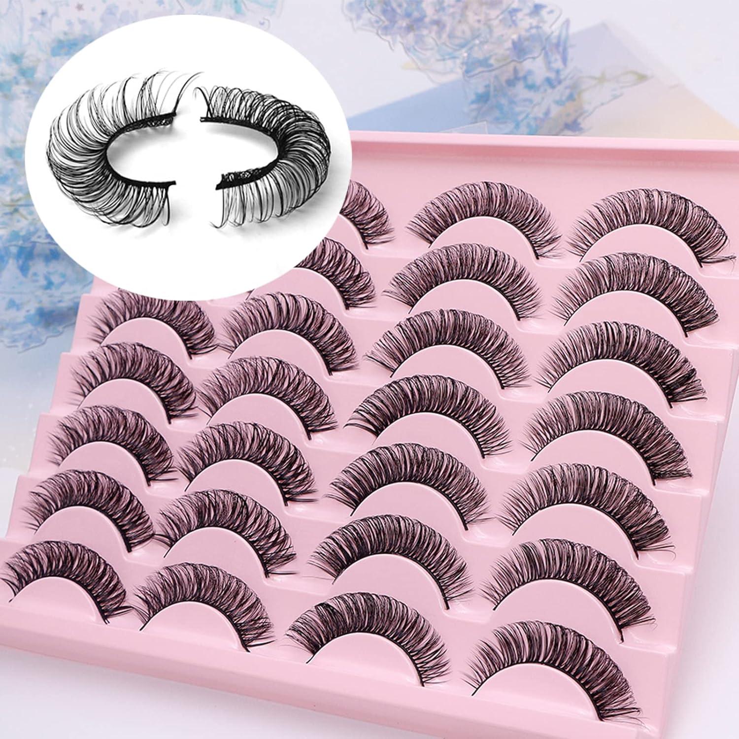 Russian False Eyelashes - Natural D Curly Strip Lashes for Parties ...