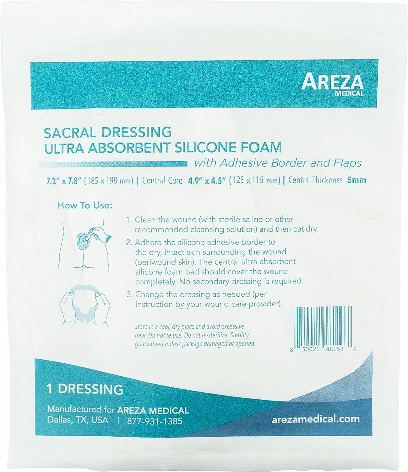 Areza Sacral Dressing 10 Per Box - Ultra-Absorbent Silicone Foam ...