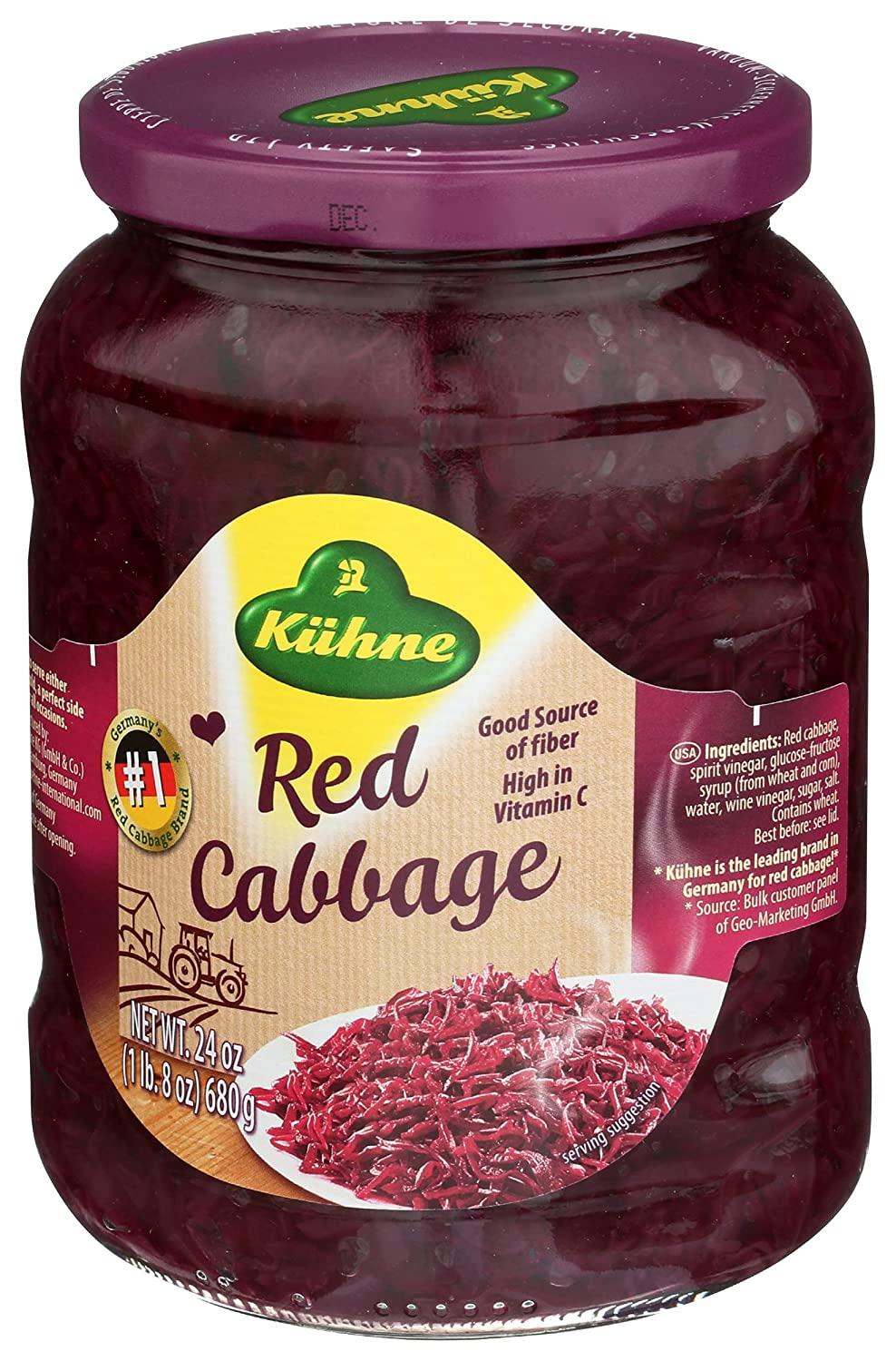 Kuhne Cabbage Red 24 oz - Premium Quality Pickled Red Cabbage | Buy ...