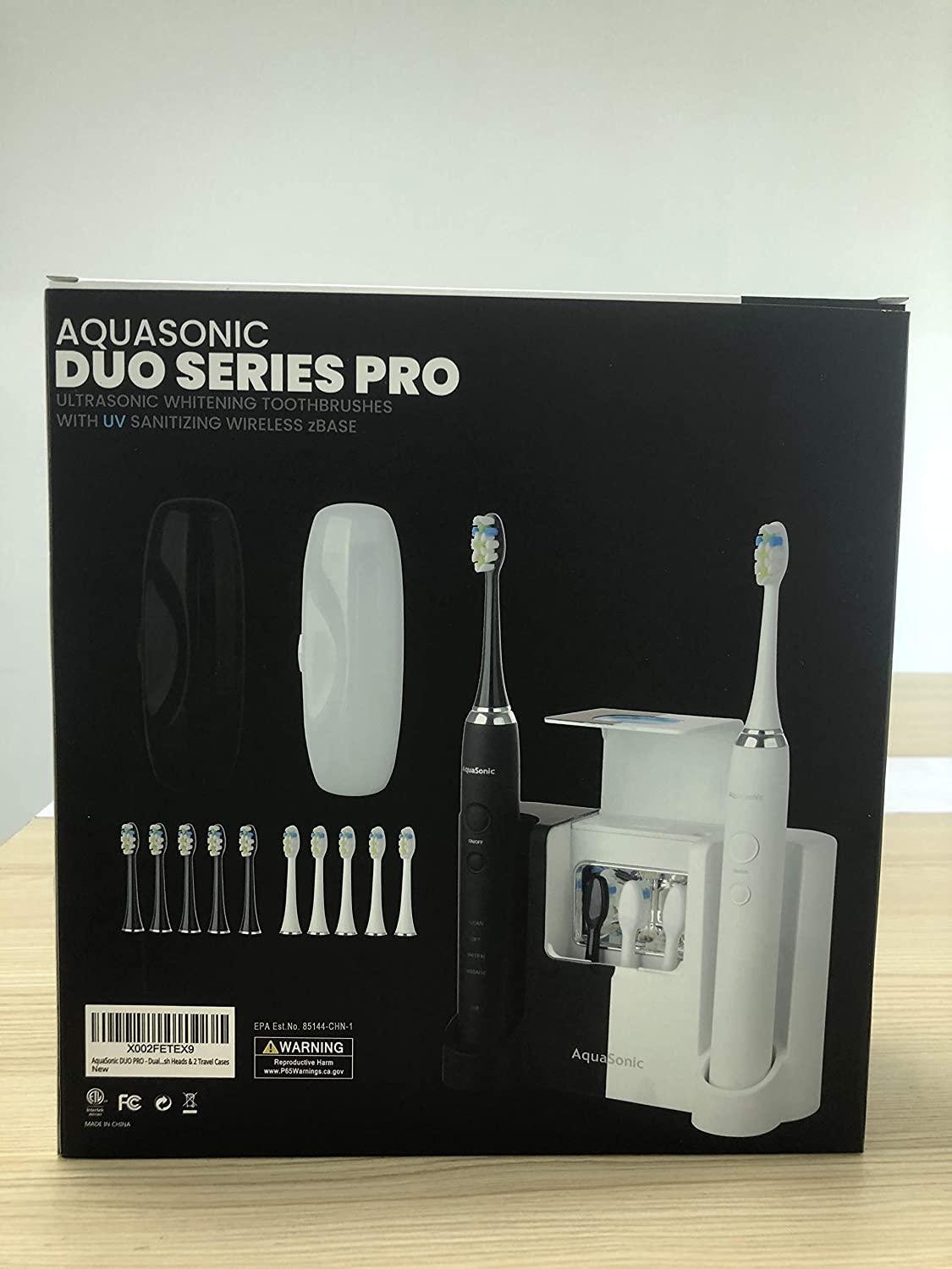 AquaSonic DUO PRO Ultra Whitening Electric Toothbrushes - 40,000 VPM ...